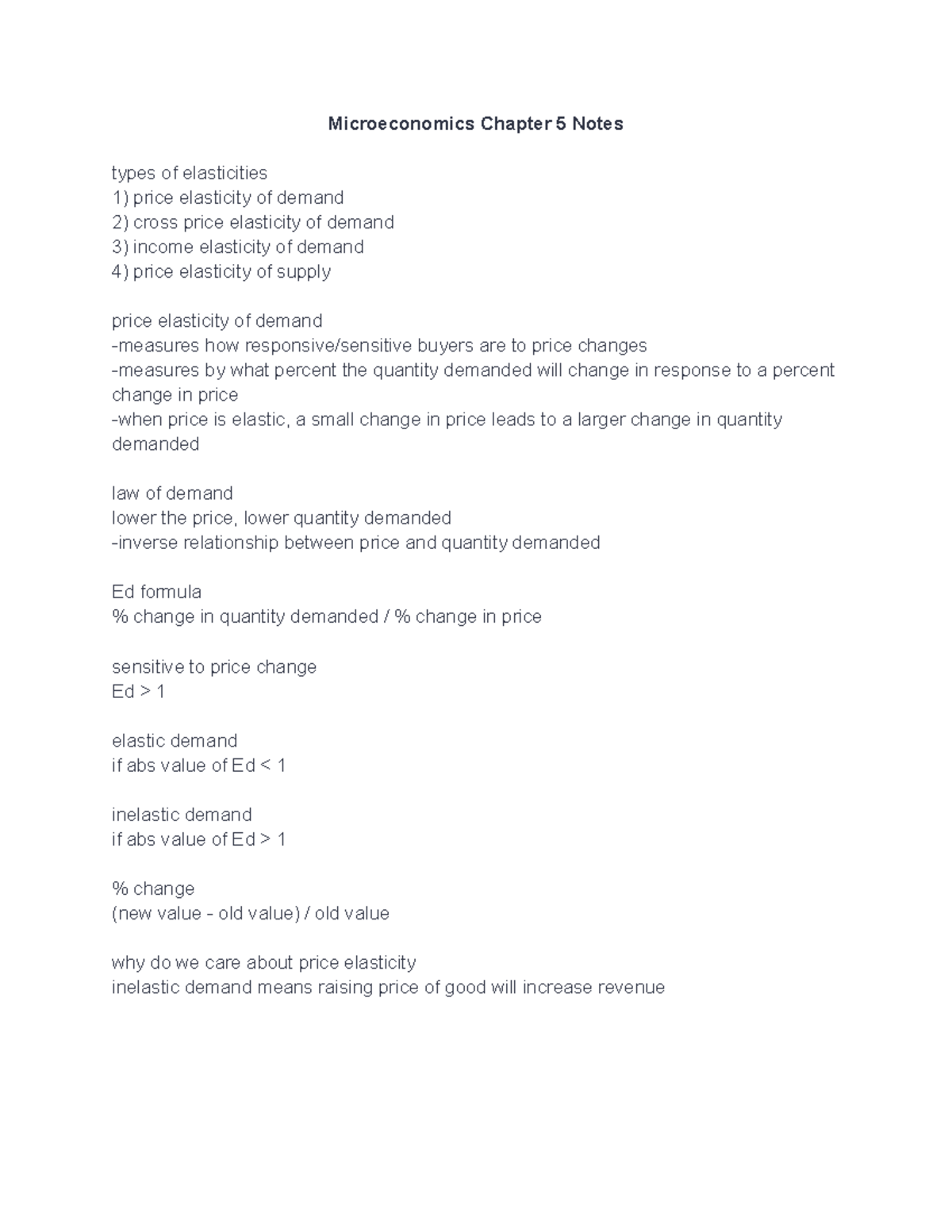 Microeconomics Chapter 5 Notes - Microeconomics Chapter 5 Notes types ...