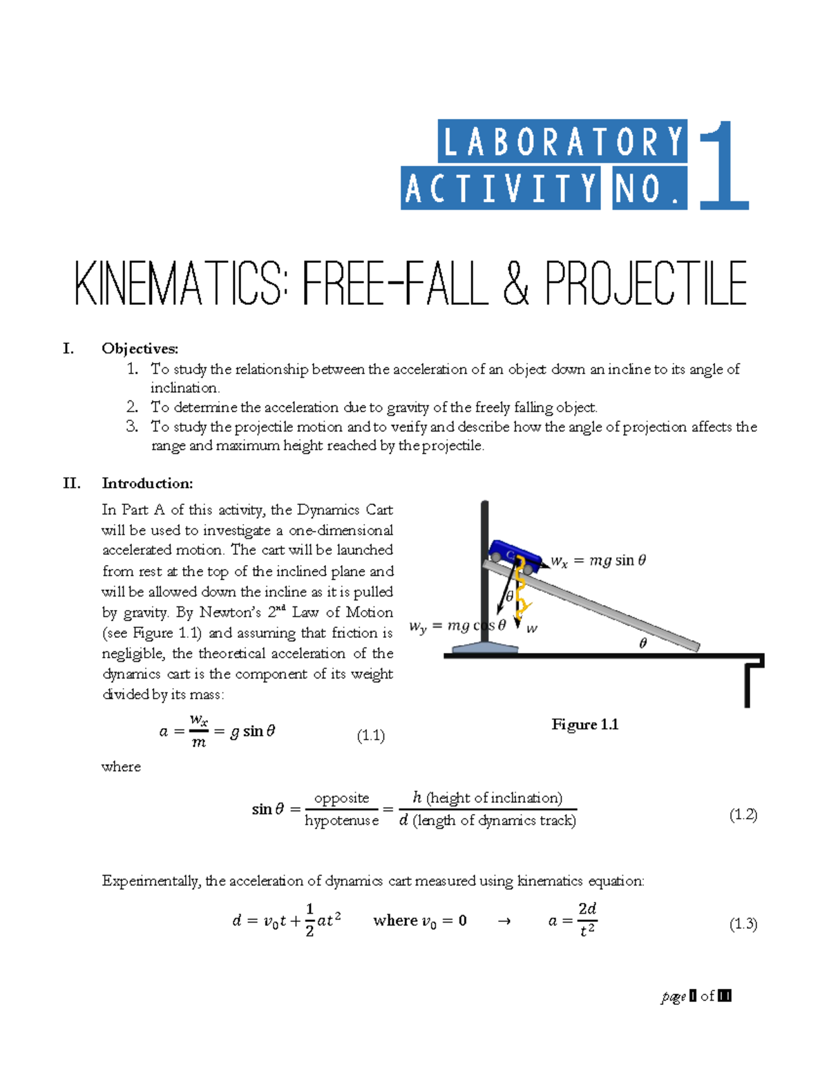 Activity No 1 Procedures And Data Gathering Kinematics Free Fall
