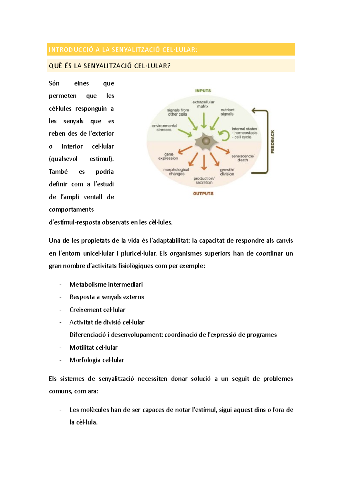 Senyalització cel·lular apunts - INTRODUCCIÓ A LA SENYALITZACIÓ CEL ...