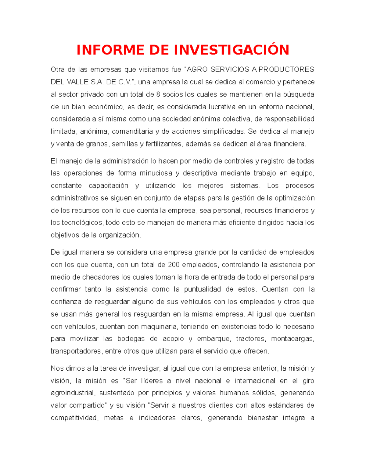 Informe de investigación 2 - INFORME DE INVESTIGACIÓN Otra de las ...