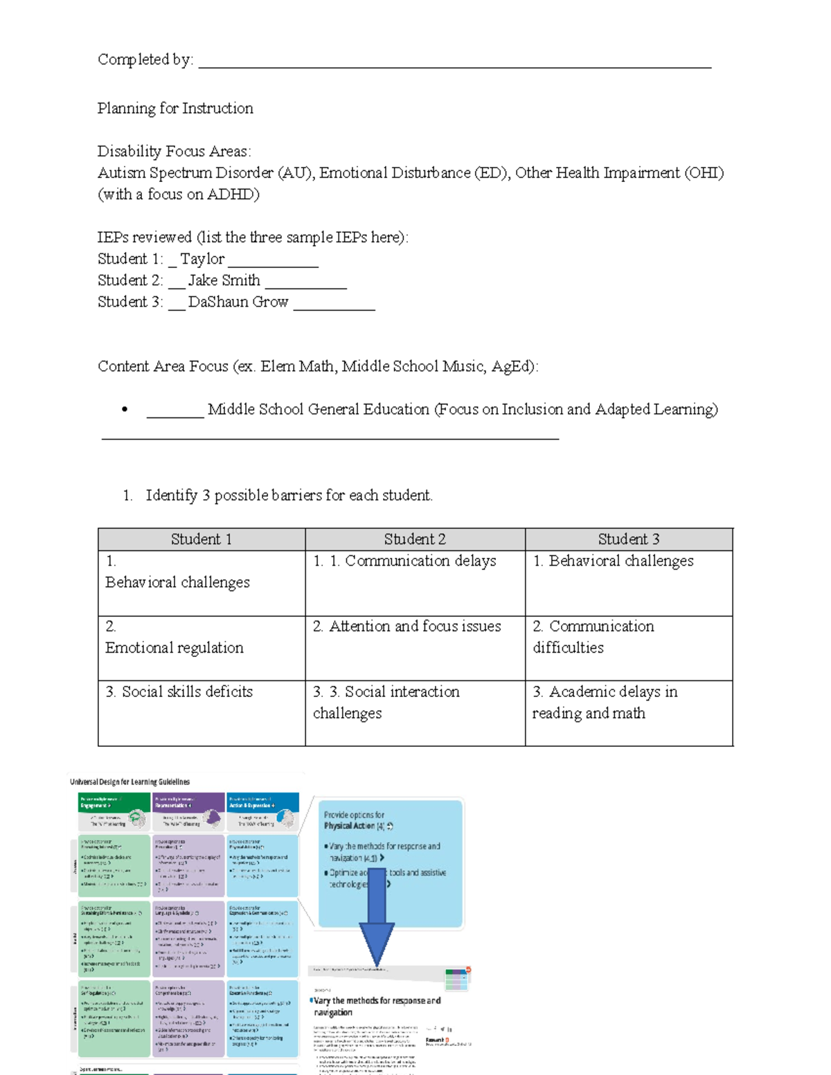 Planning for Instruction Assignment (3 - AU ED OHI)-2 - Planning for ...