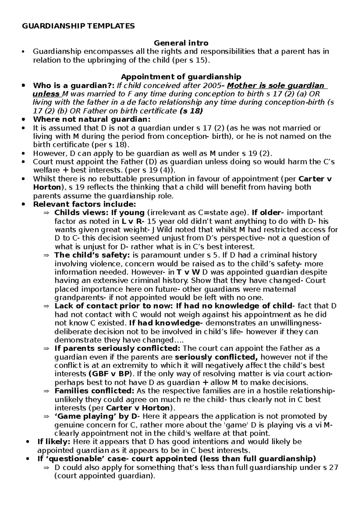 Guardianship Templates - GUARDIANSHIP TEMPLATES General intro ...