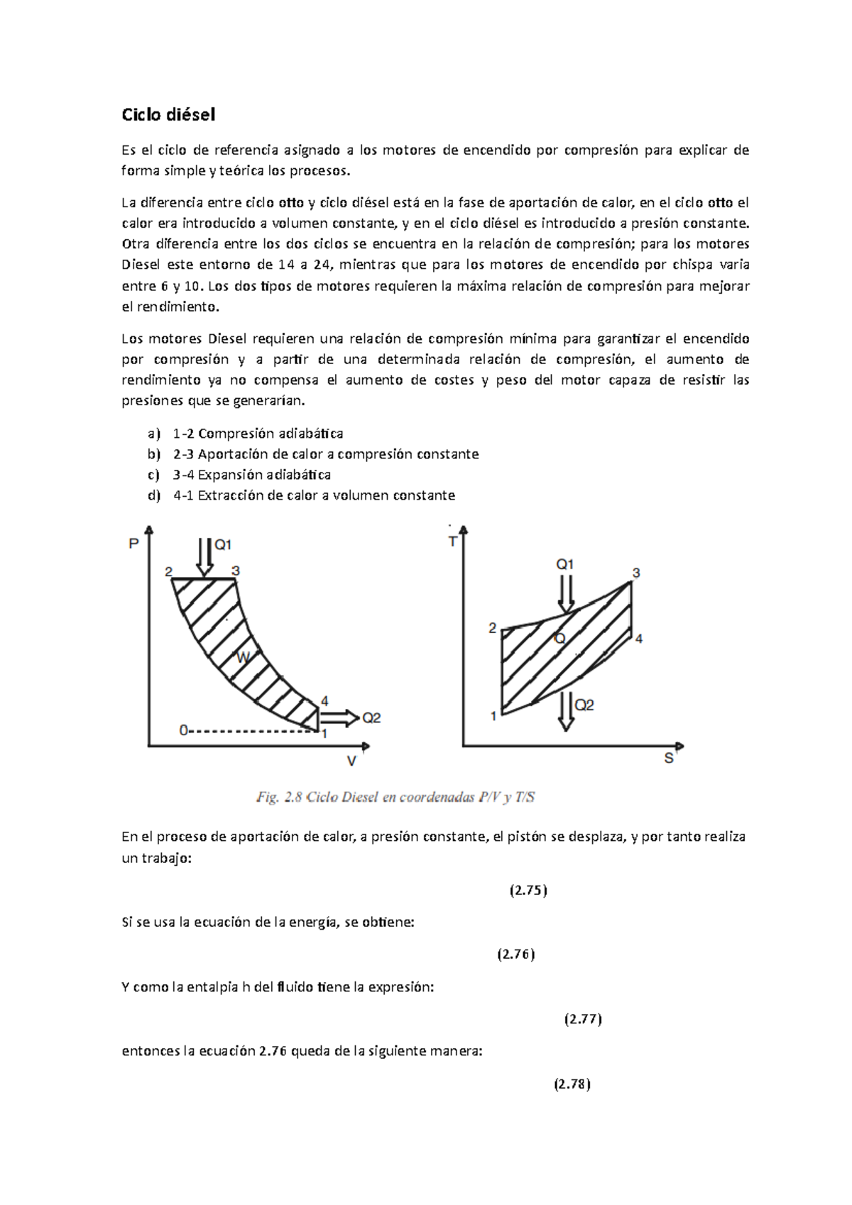 Ciclo diésel - Ciclo diésel Es el ciclo de referencia asignado a los ...