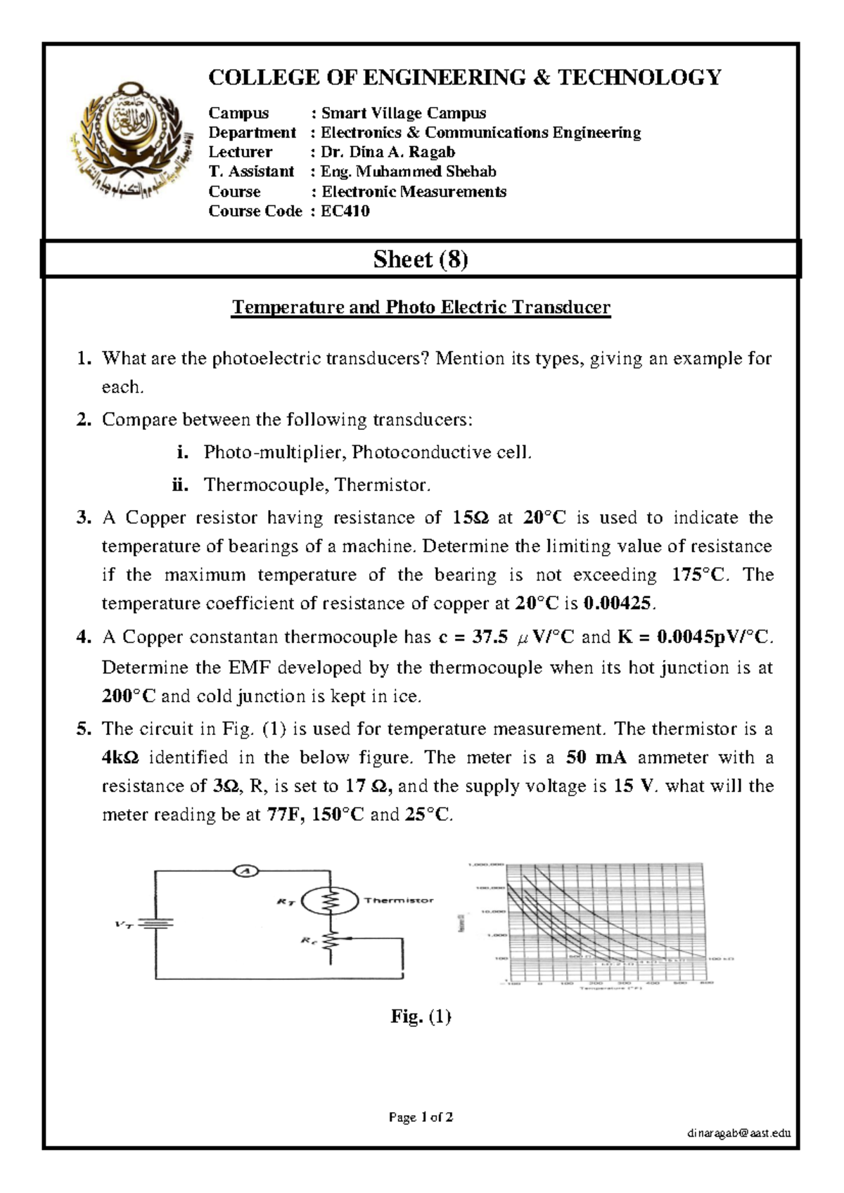 Sheet 8Mod - Page 1 of 2 dinaragab@aast COLLEGE OF ENGINEERING ...