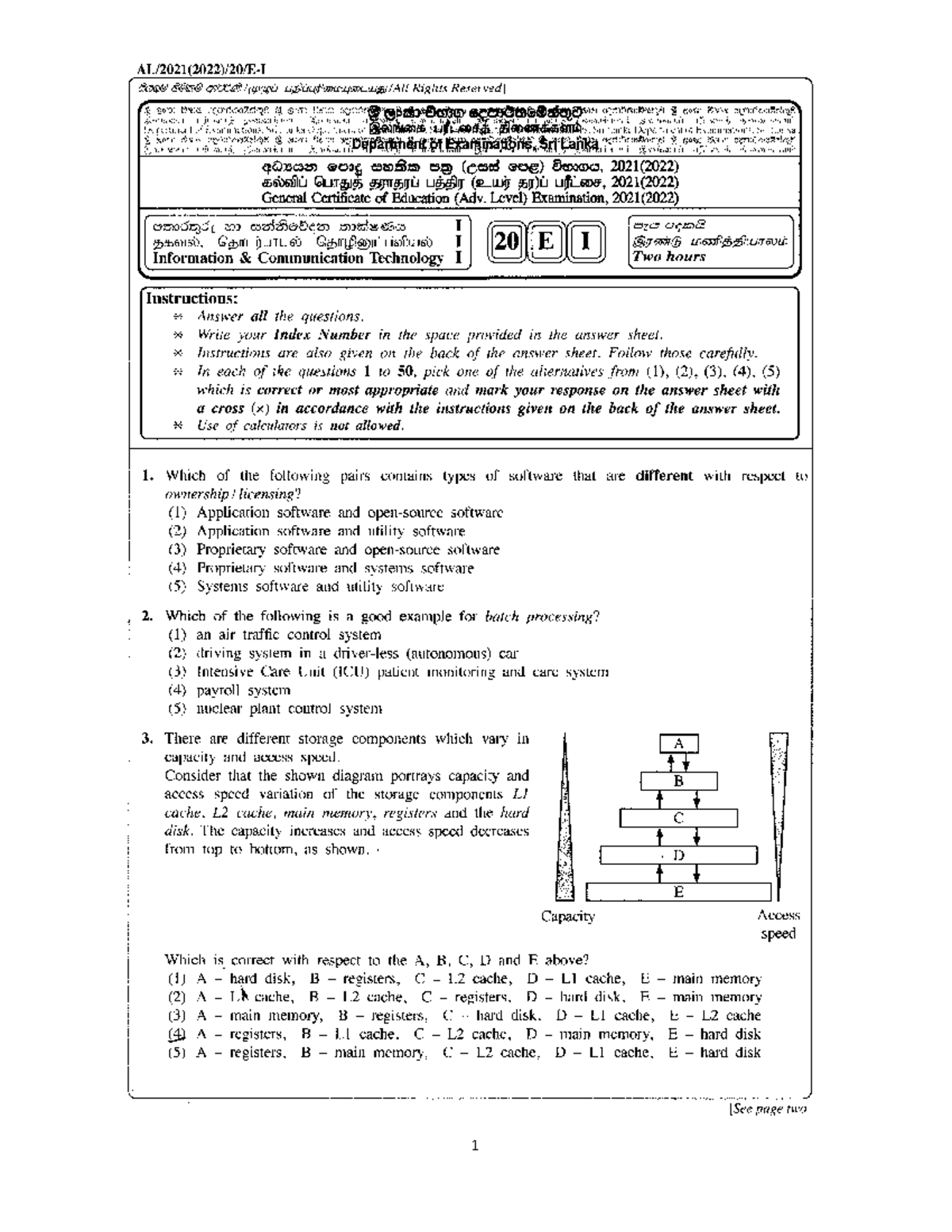 2021 ICT English Medium Paper - TAS Animal - Studocu