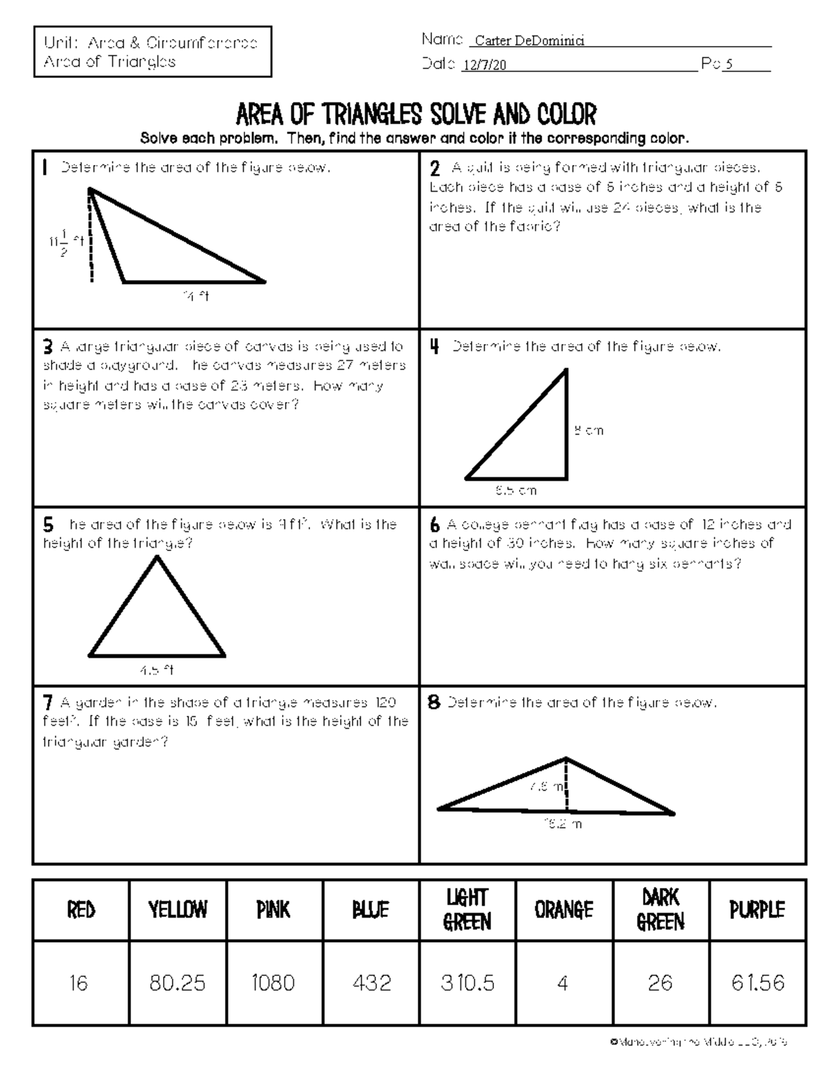 Kami Export - Carter De Dominici - Solve and Color Triangles ...