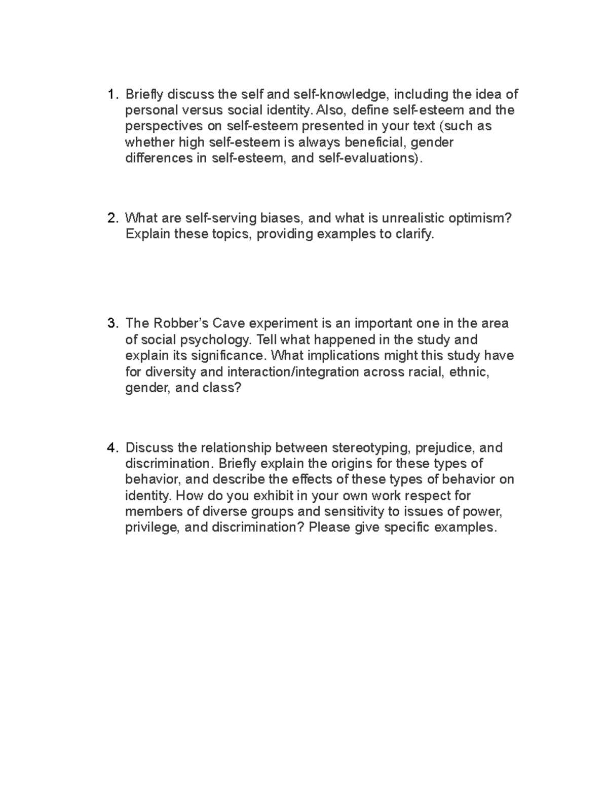 Briefly discuss the self and self - Briefly discuss the self and self ...