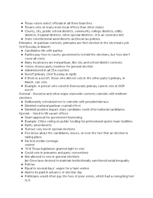 Texas Government - study guide - Texas Government: Chapter One ...