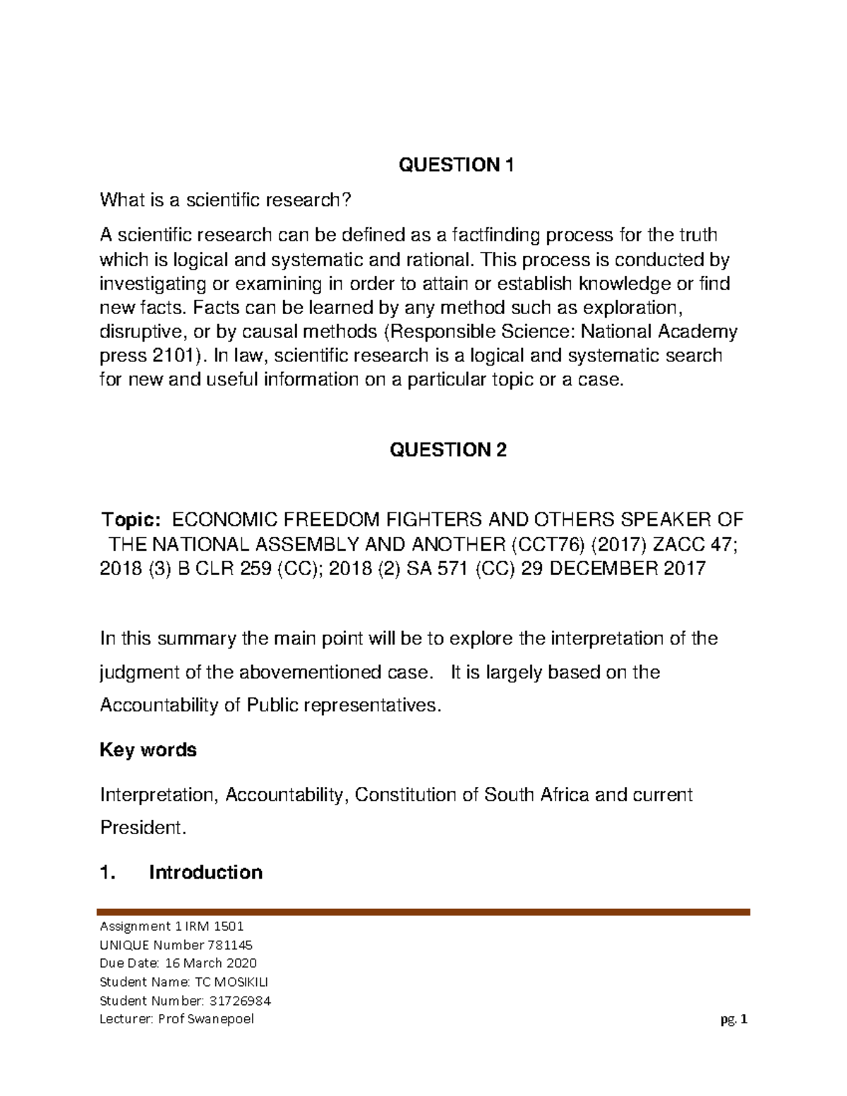 Assignment 1 Irm1501 Warning Tt Undefined Function 32 Assignment 1 Irm 1501 Unique Number