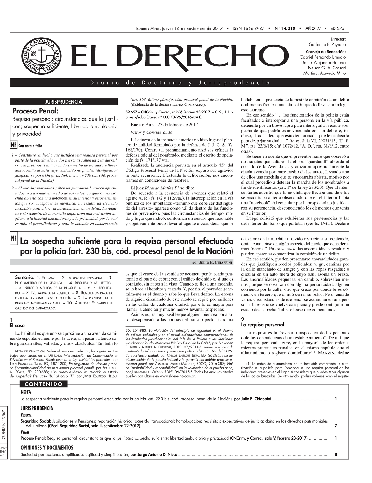 Requisa Personal - Motivos Suficientes - Director: Guillermo F. Peyrano ...