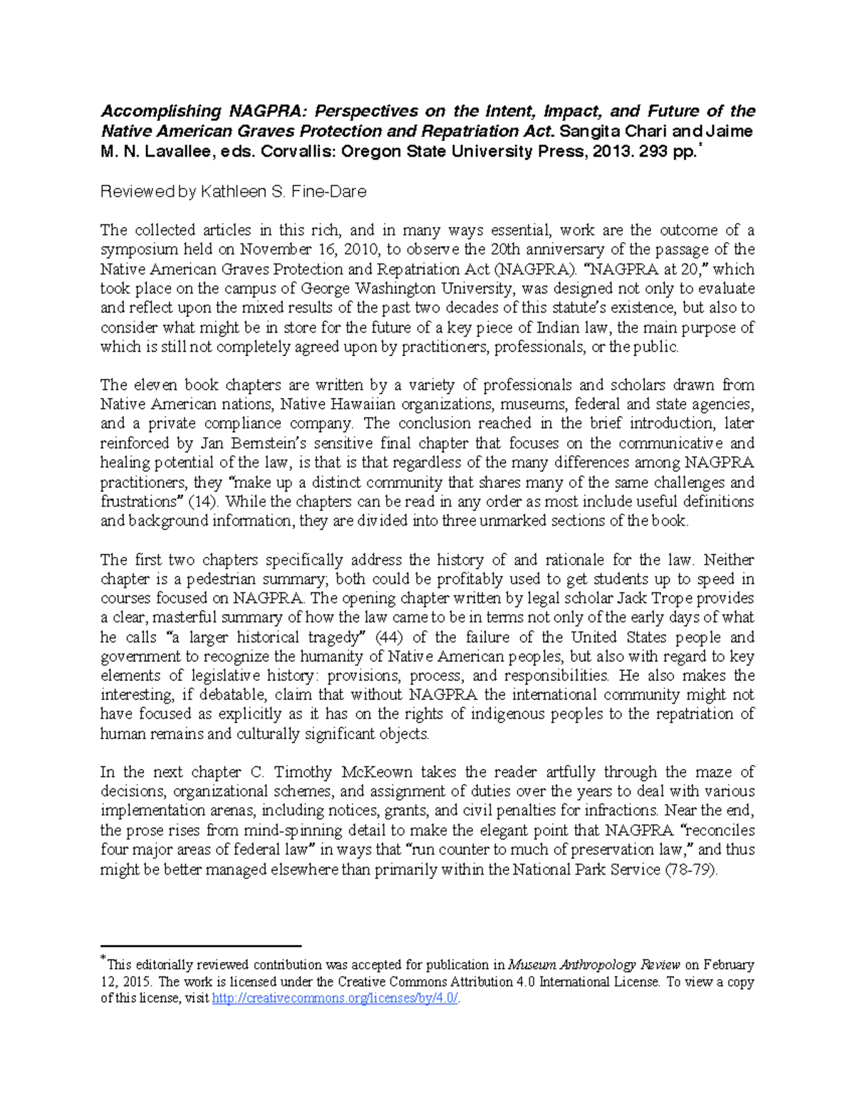 Accomplishing Nagpra Perspectives on the - Accomplishing NAGPRA ...