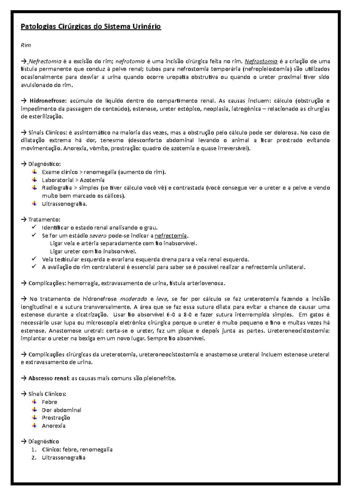Aula 11 - Sistema Urinário - Patologias do Sistema Rim Nefrectomia a do ...