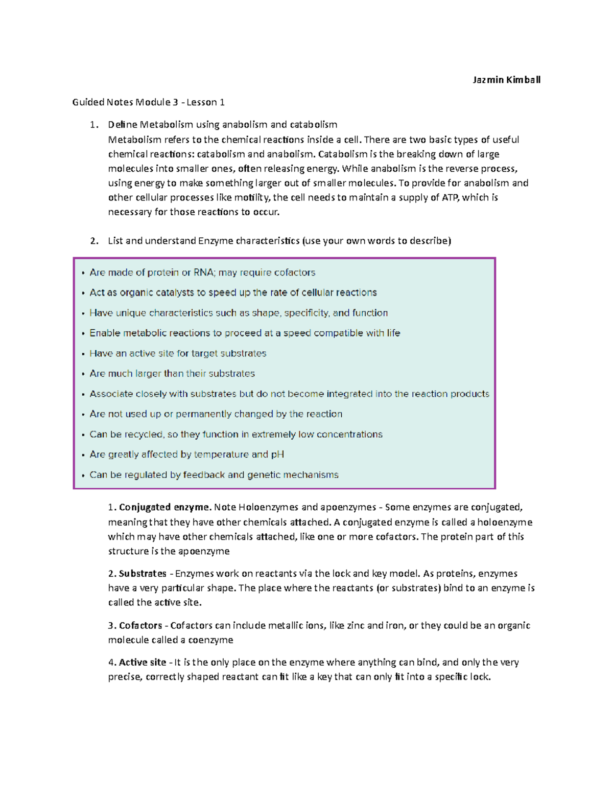 Guided Notes Module 3-Lesson 1 - BIOL120 - BSC - Studocu