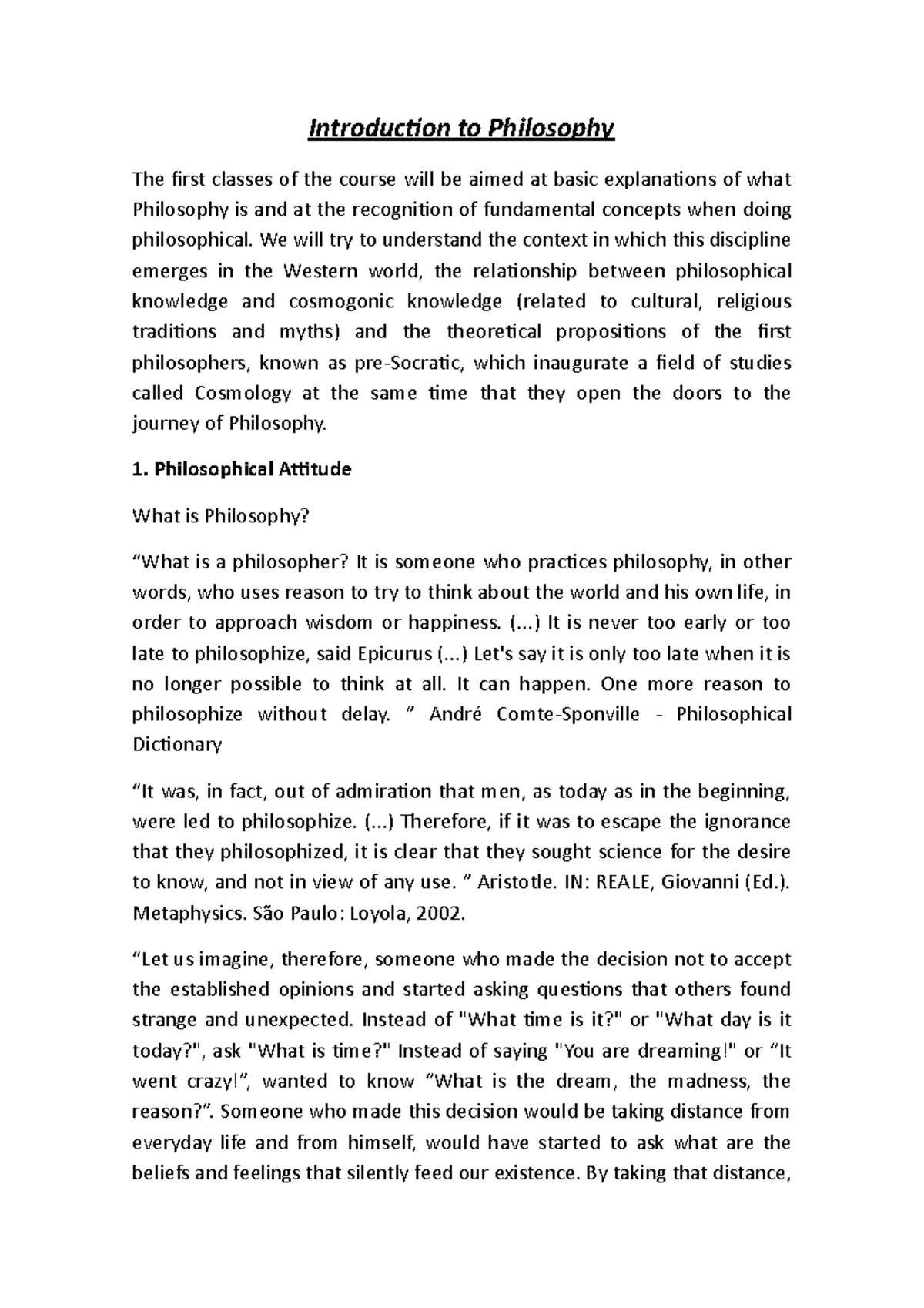 Introduction to Philosophy - We will try to understand the context in ...