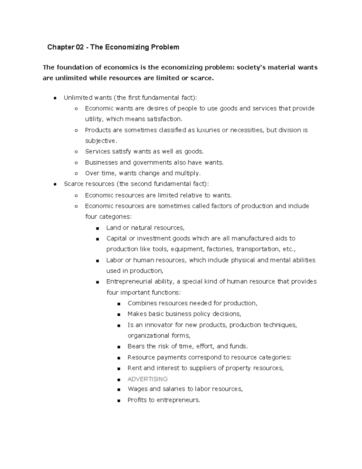 Chapter 02 - The Economizing Problem - Chapter 02 - The Economizing ...