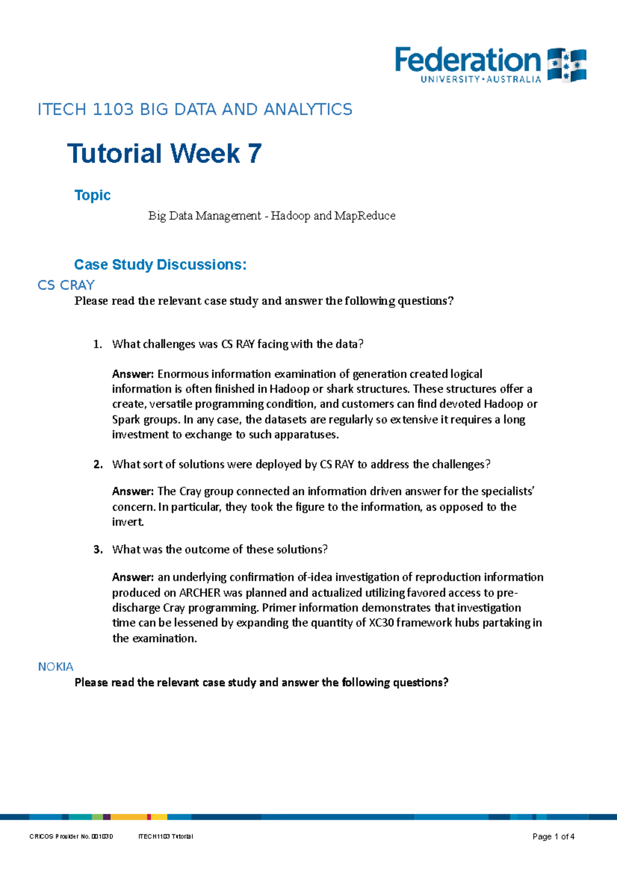 Lab 7 itech 1103 - jhghf - ITECH 1103 BIG DATA AND ANALYTICS Tutorial ...