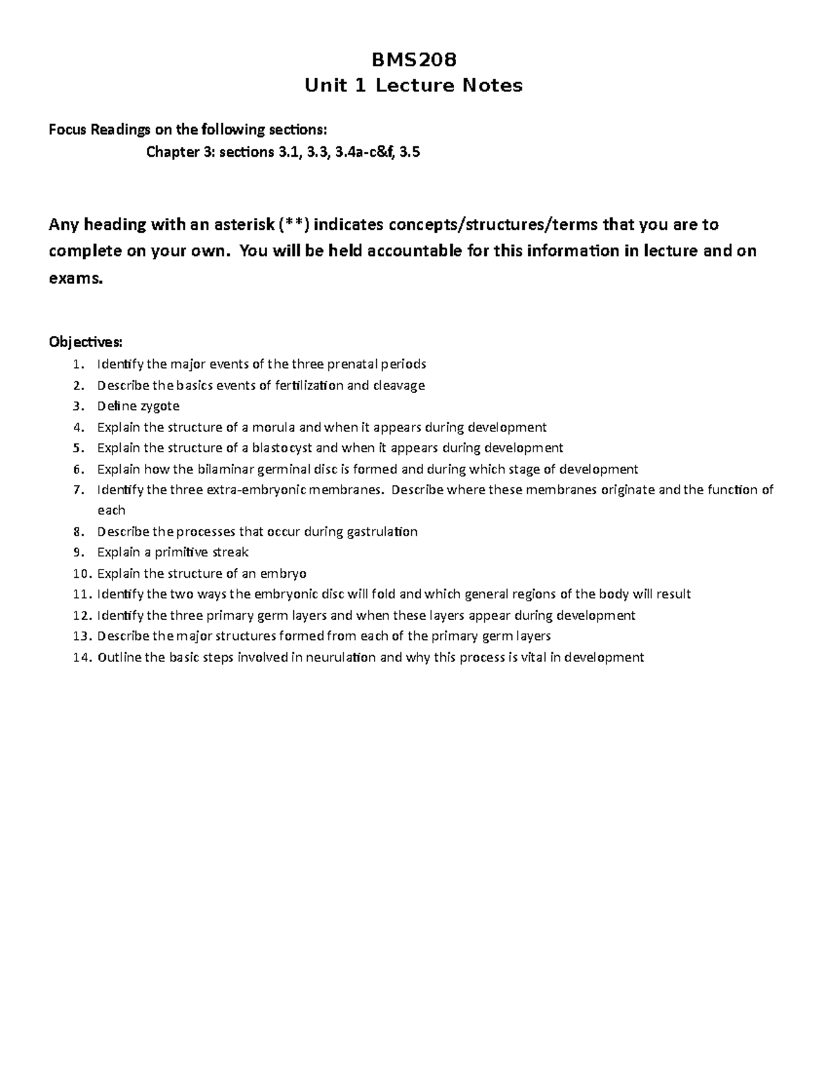 Lecture Notes - Chapter 3 - BMS Unit 1 Lecture Notes Focus Readings on ...