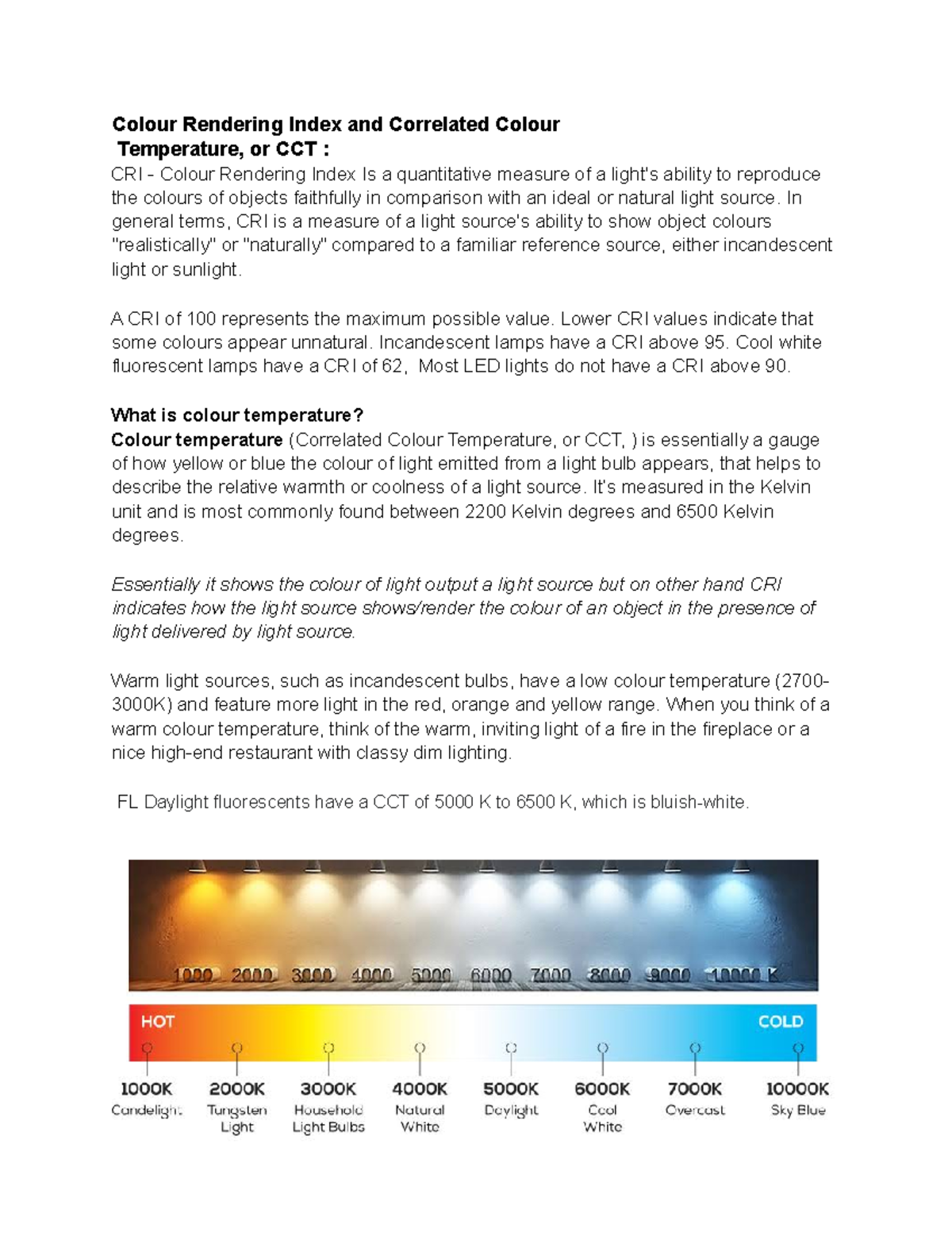 Cri Colour Rendering Index And Cct Colour Rendering Index And Correlated Colour Temperature