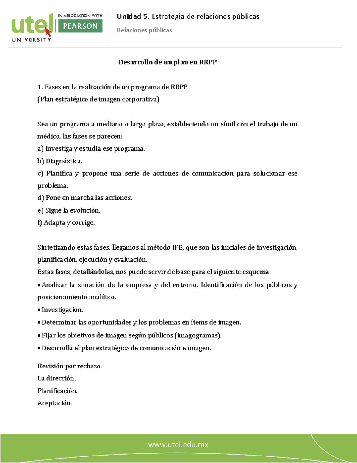 Desarrollo de un plan en RRPP - Relaciones públicas Desarrollo de un ...