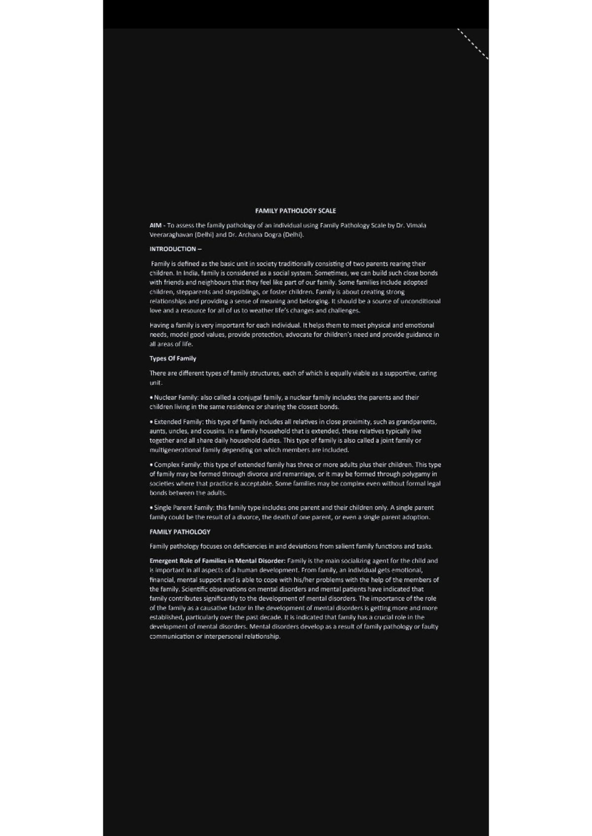 1-Family pathology scale - Psychology Practical - Studocu