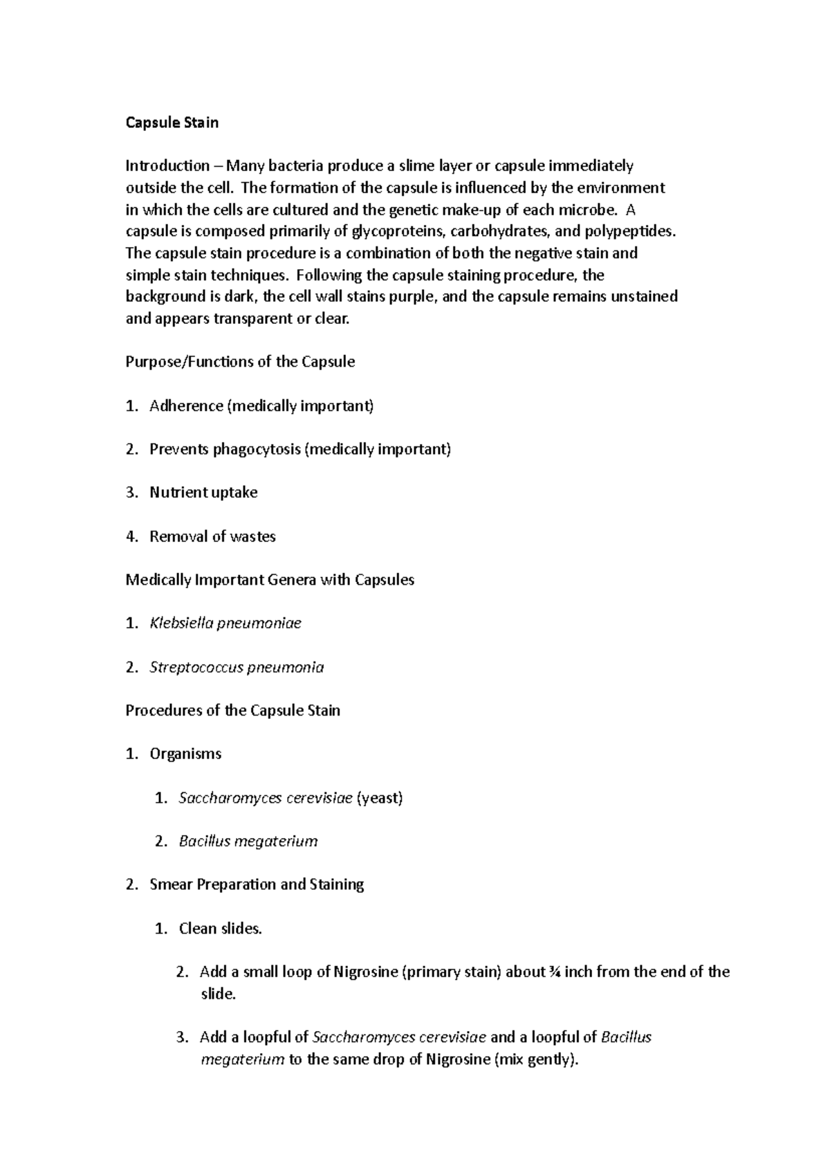 Capsule Stain - Capsule Stain Introduction – Many bacteria produce a ...