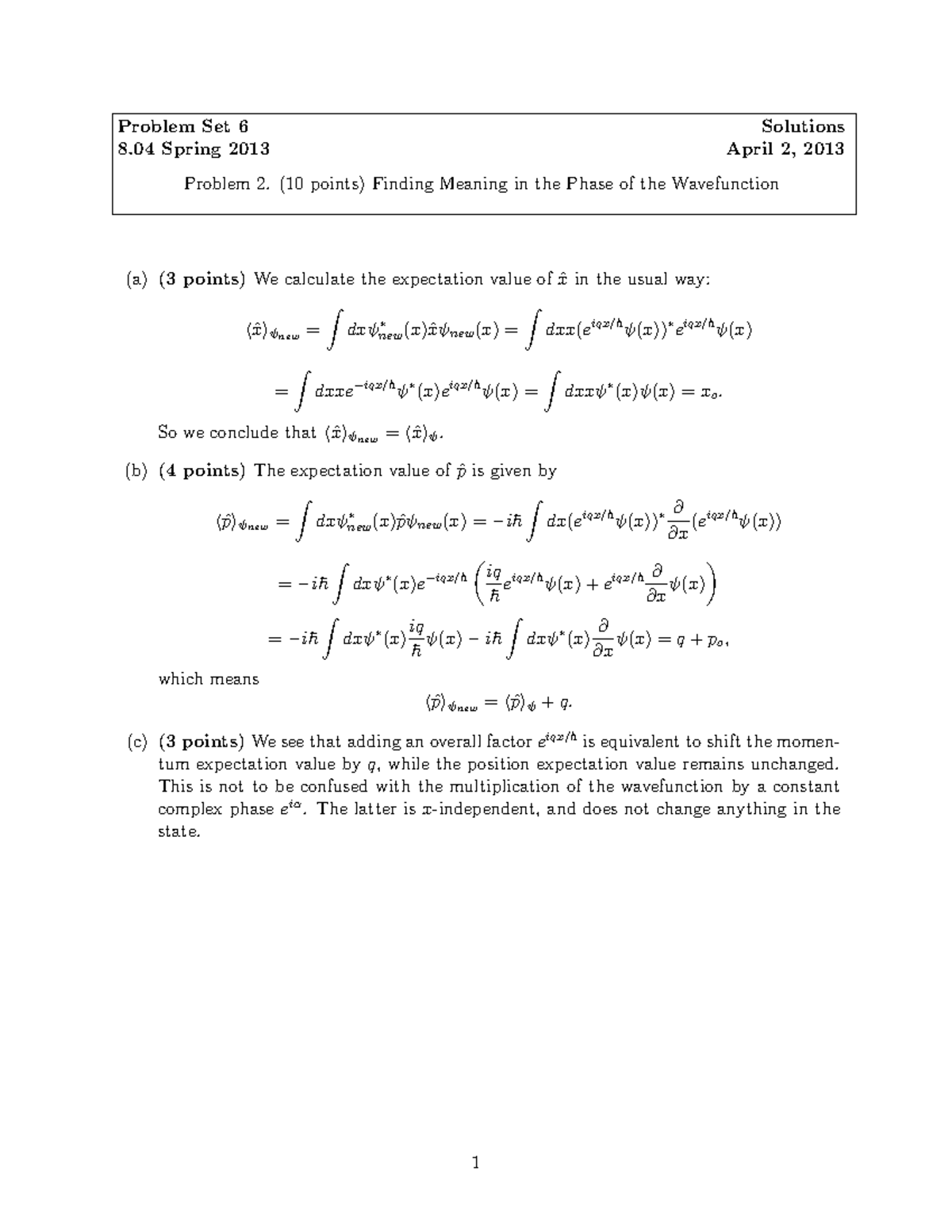 MIT8 04S13 ps6 sol - PS 6 - Problem Set 6 Solutions 8 Spring 2013 April ...