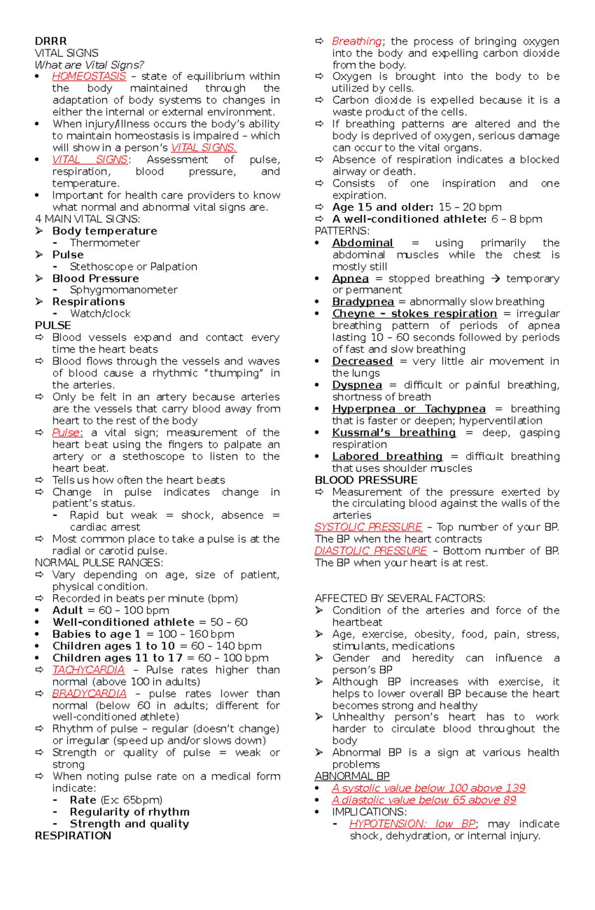 Vital Signs& Bleeding - DRRR VITAL SIGNS What are Vital Signs ...