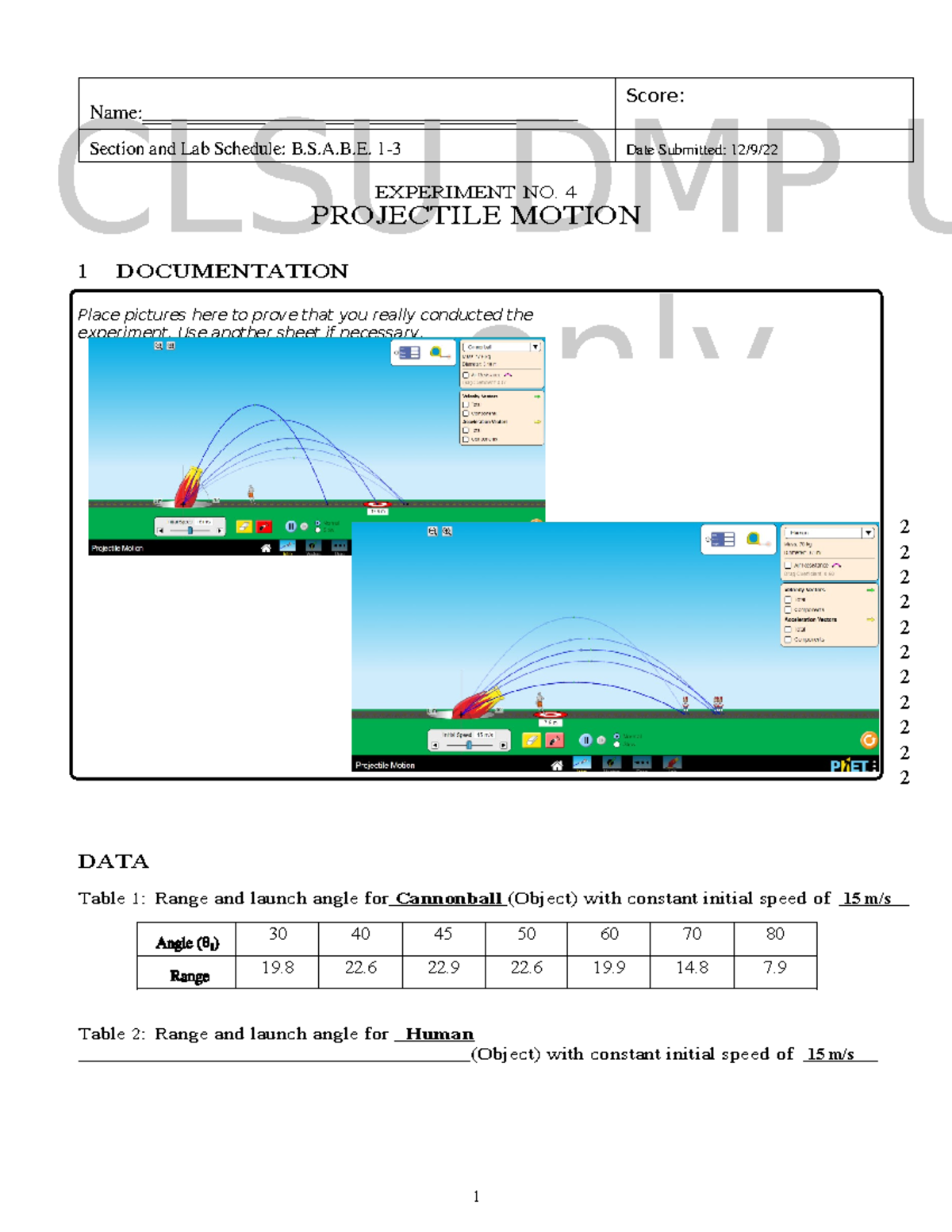 PHYS Lab Act3-Activity 4-Projectile-Motion - CLSU DMP U only 1 Name ...