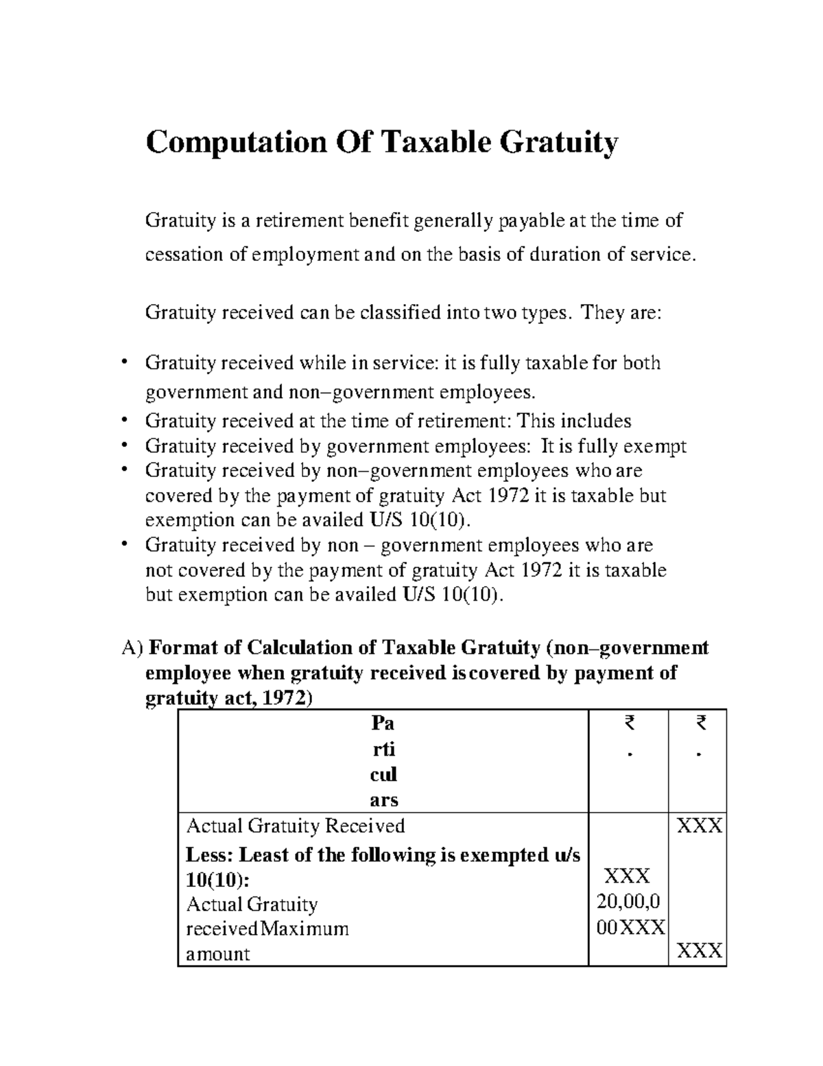 Computation Of Taxable Gratuity - Computation Of Taxable Gratuity ...
