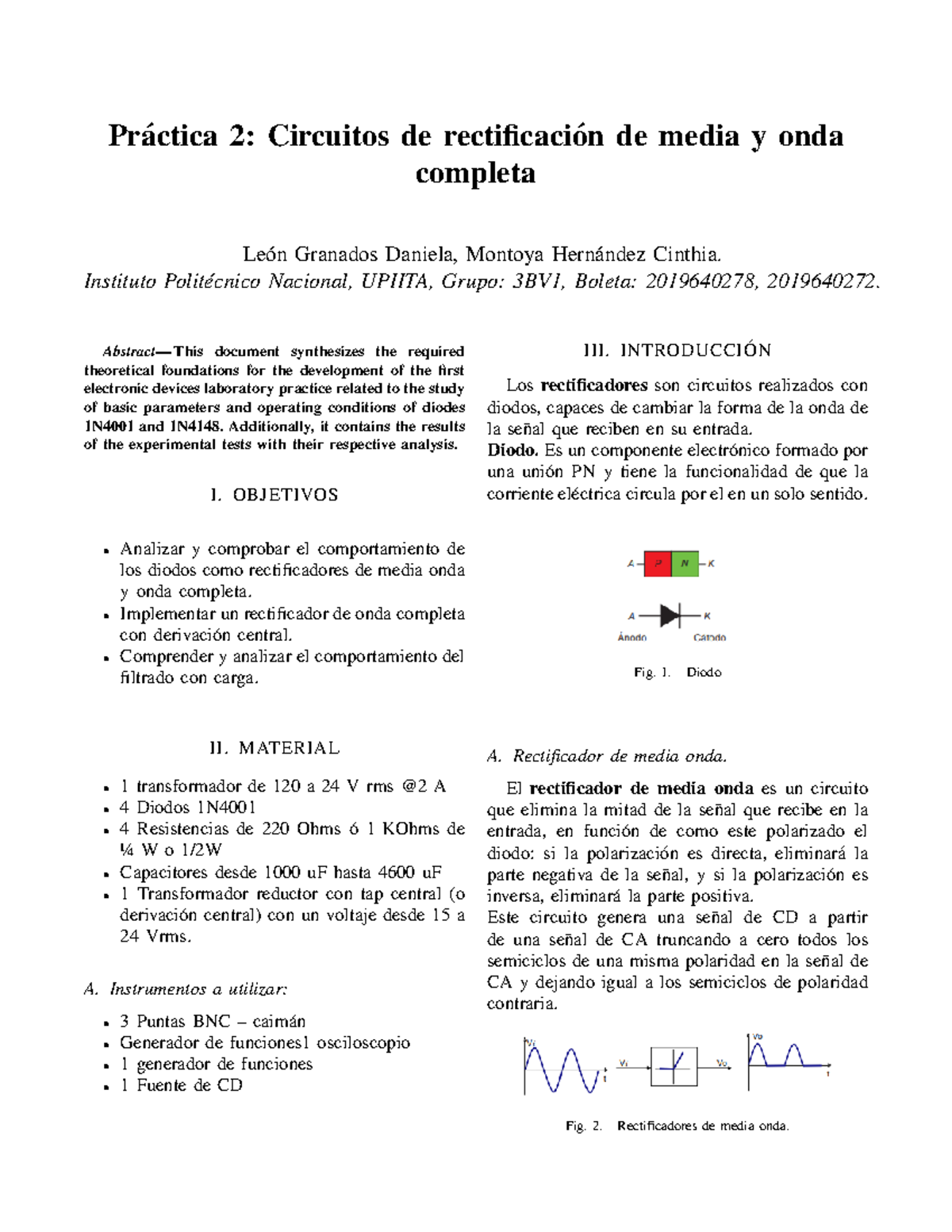 Pr ctica 2 Circuitos de rectificacion de media y onda completa MHC - Practica 2: Circuitos de ...