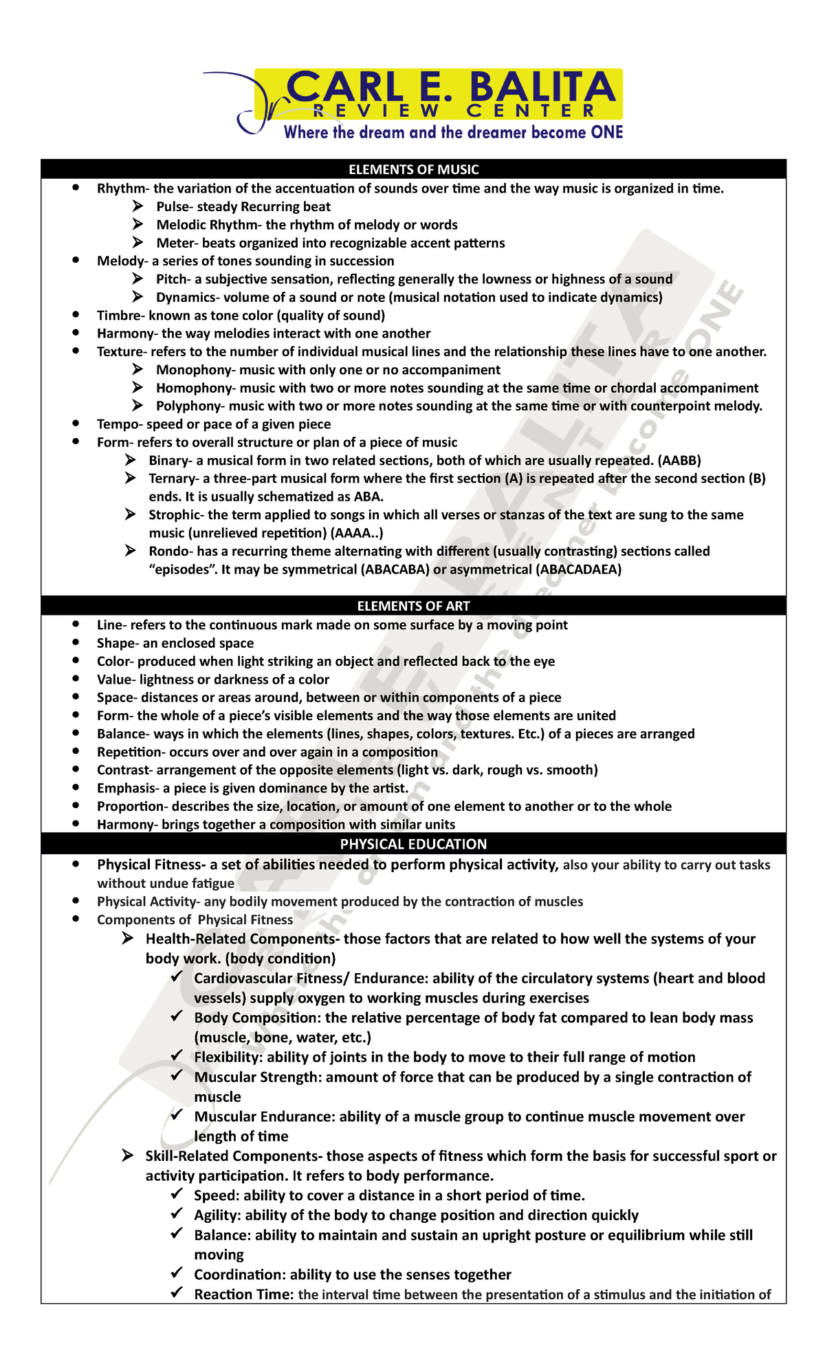 CBRC HAND OUT Mapeh - NOTES - ELEMENTS OF MUSIC Rhythm- the variation ...