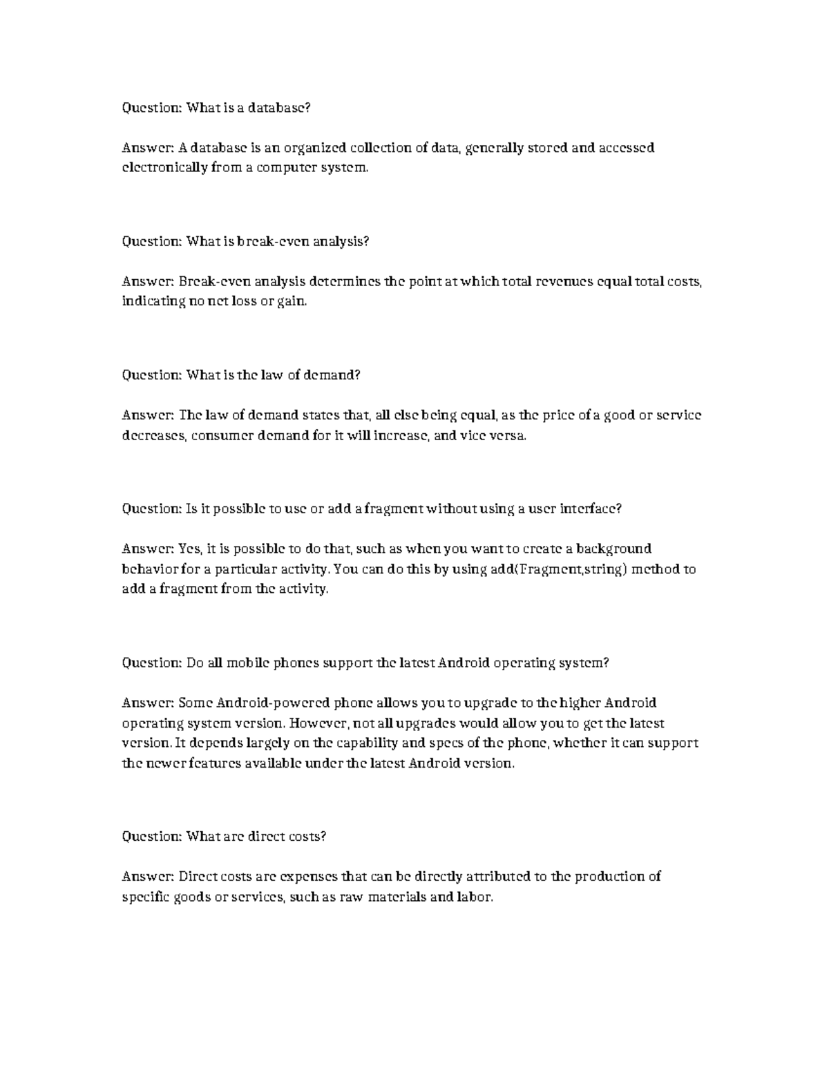 Unbraced sorrowproof arew - Question: What is a database? Answer: A ...