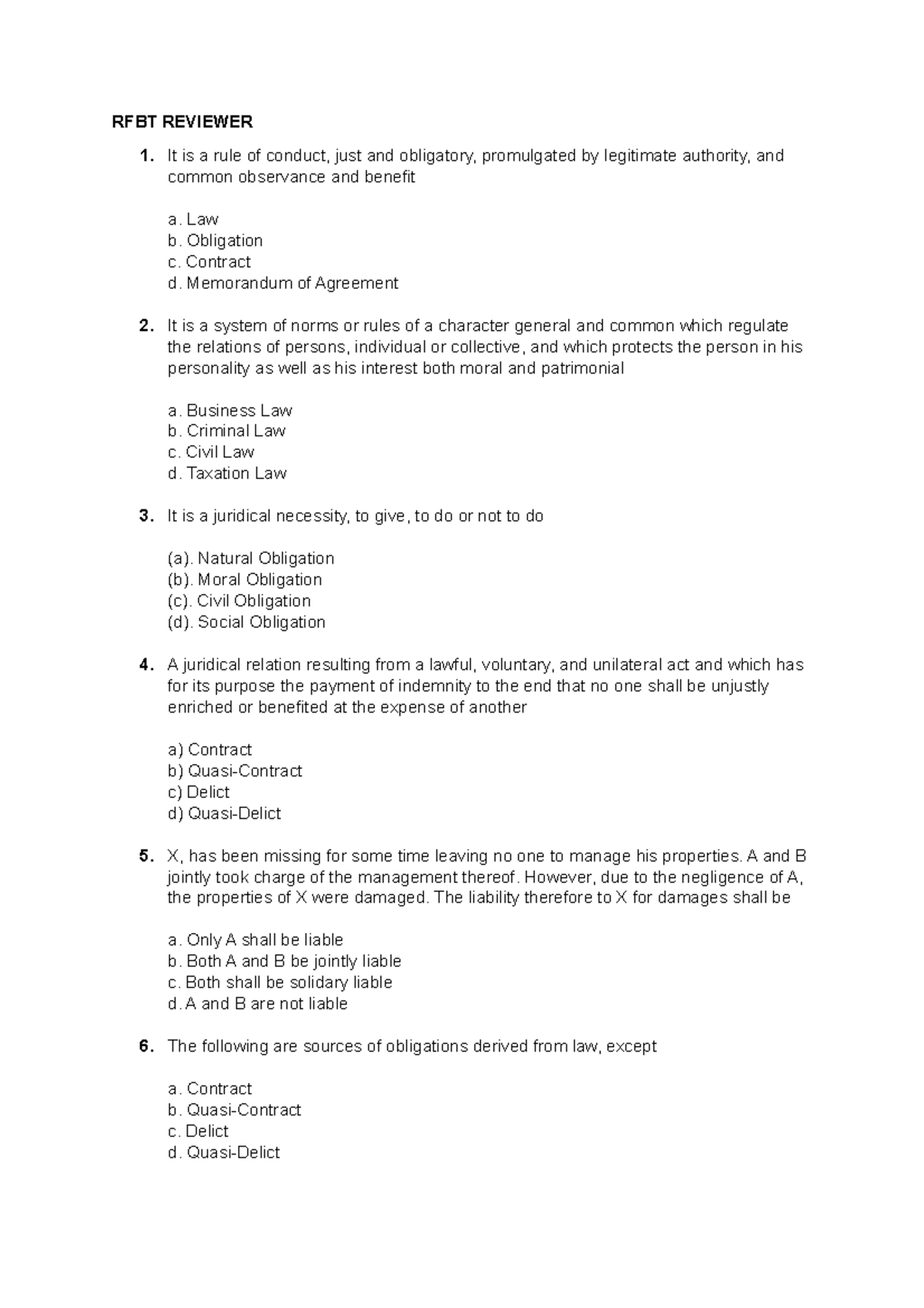 RFBT Reviewer - RFBT REVIEWER It is a rule of conduct, just and ...