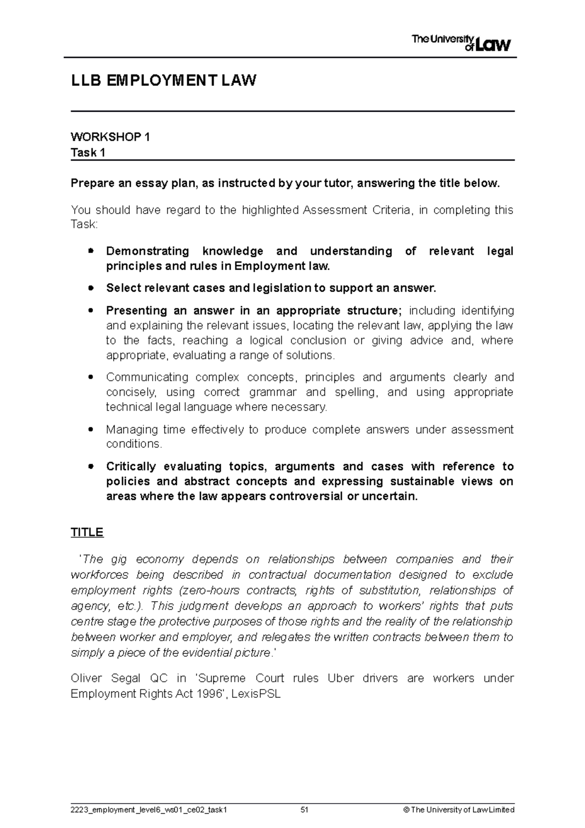 WS1 - grtgtrg gtrgtrgtr gtrgrtgtr gtrgtrg - LLB EMPLOYMENT LAW WORKSHOP ...