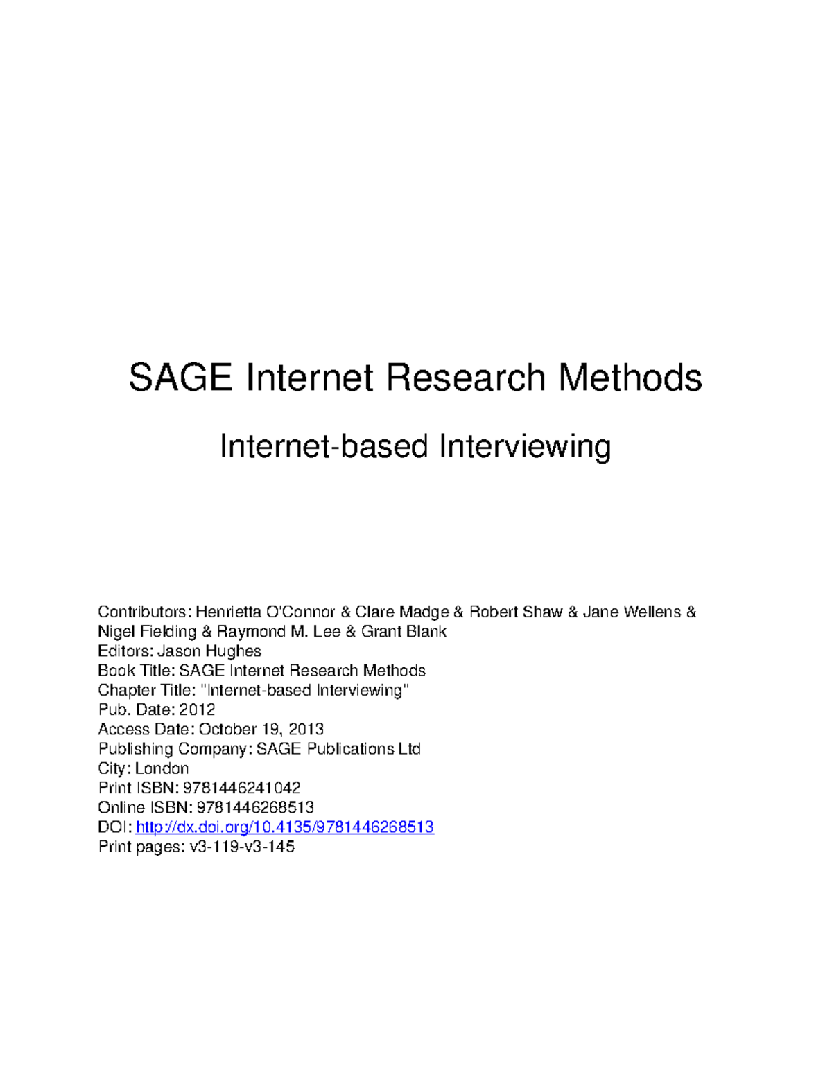 SAGE Internet Research Methods Internet - SAGE Internet Research ...
