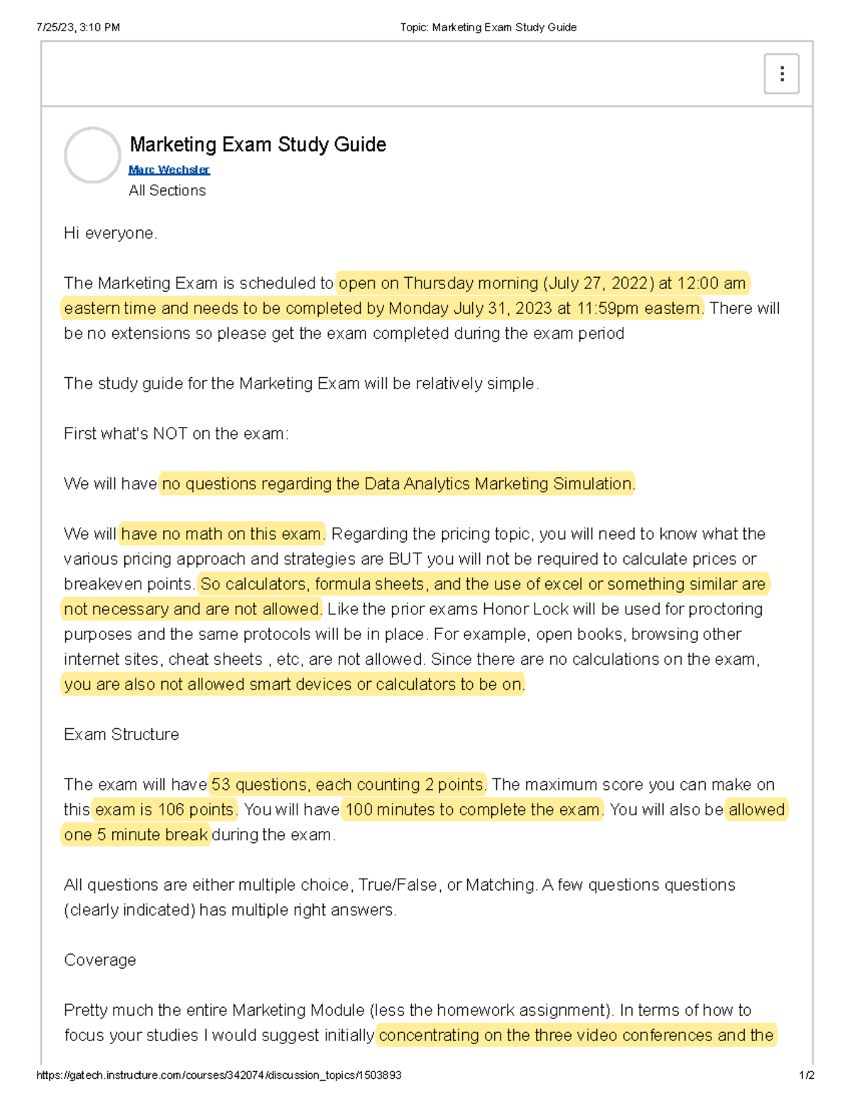 Topic Marketing Exam Study Guide - 7/25/23, 3:10 PM Topic: Marketing ...