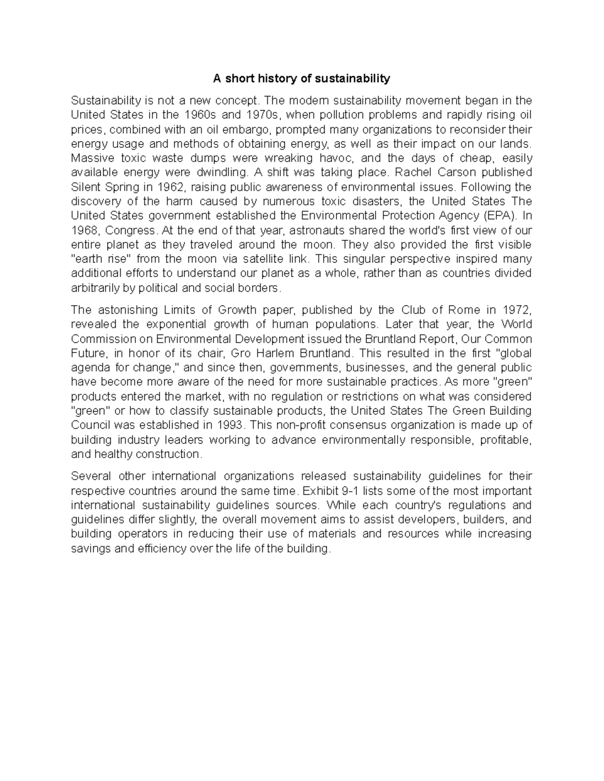 Lesson 29 A short history of sustainability - A short history of ...