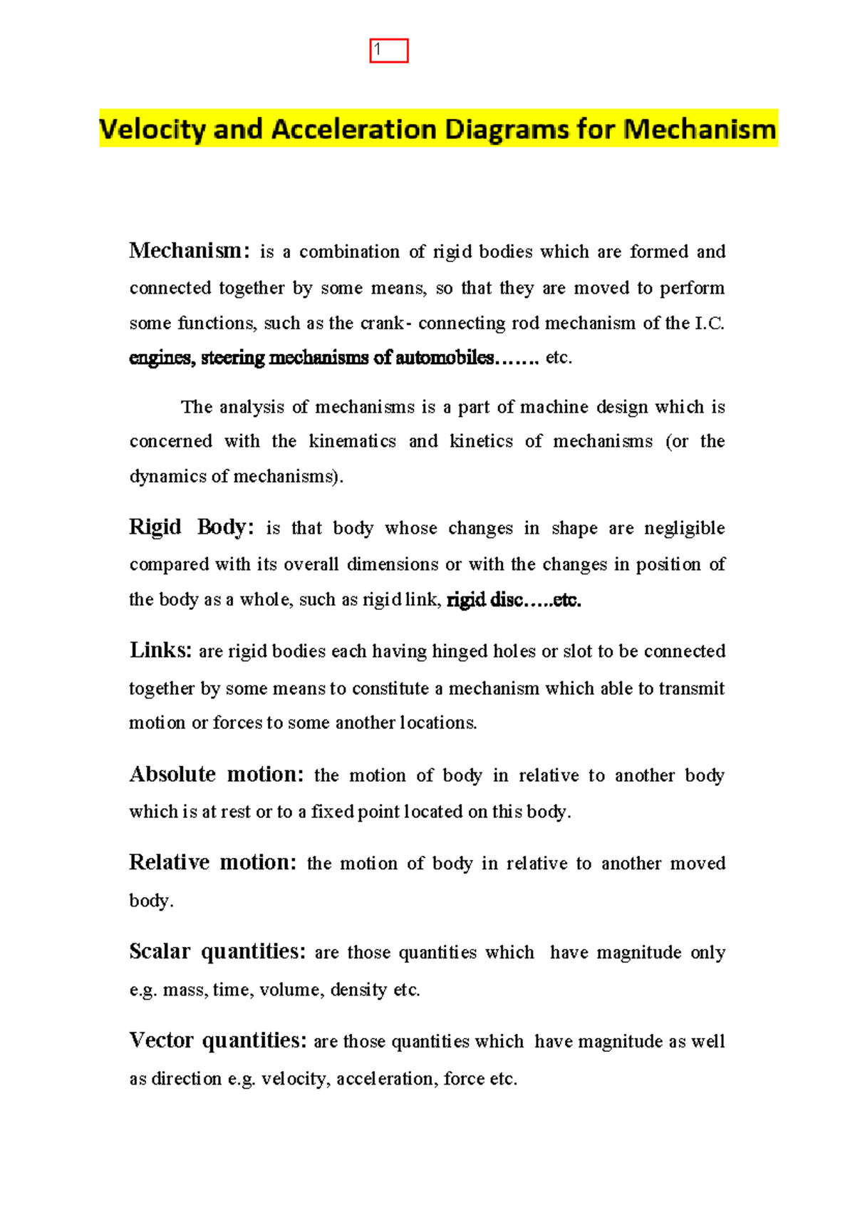 Velocity and Acceleration Diagrams for Mechanism - There are some ...
