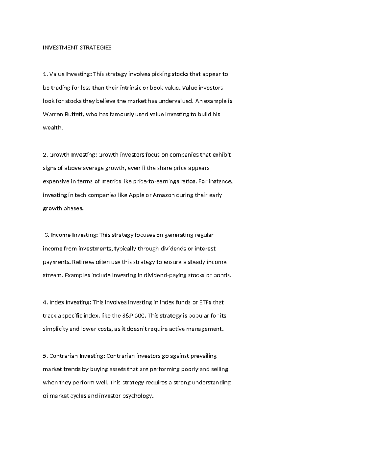Financialmanagement Reviewr - INVESTMENT STRATEGIES Value Investing ...