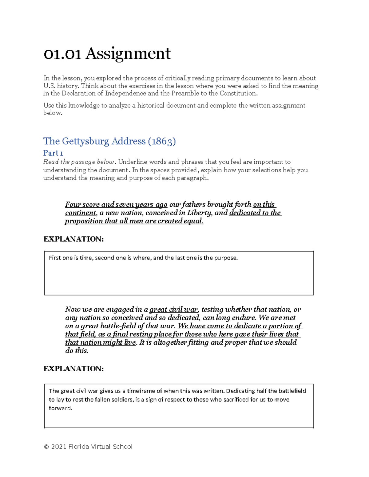 0101 assignment template - 01 Assignment In the lesson, you explored the process of critically ...