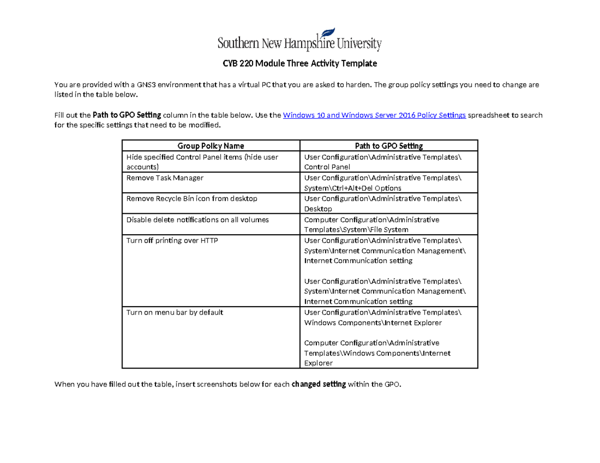 CYB 220 Module Three Activity Jordan Mc Farland - CYB 220 Module Three ...