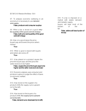 ECON Chapter 7 exam 2 practice problems - 7-1. Welfare economics is the ...
