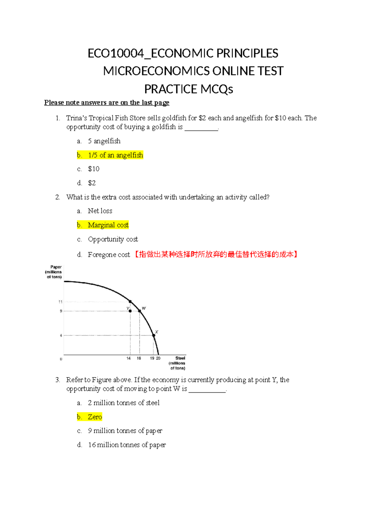 ECO Practice MCQ for Test 1 - ECO10004_ECONOMIC PRINCIPLES ...