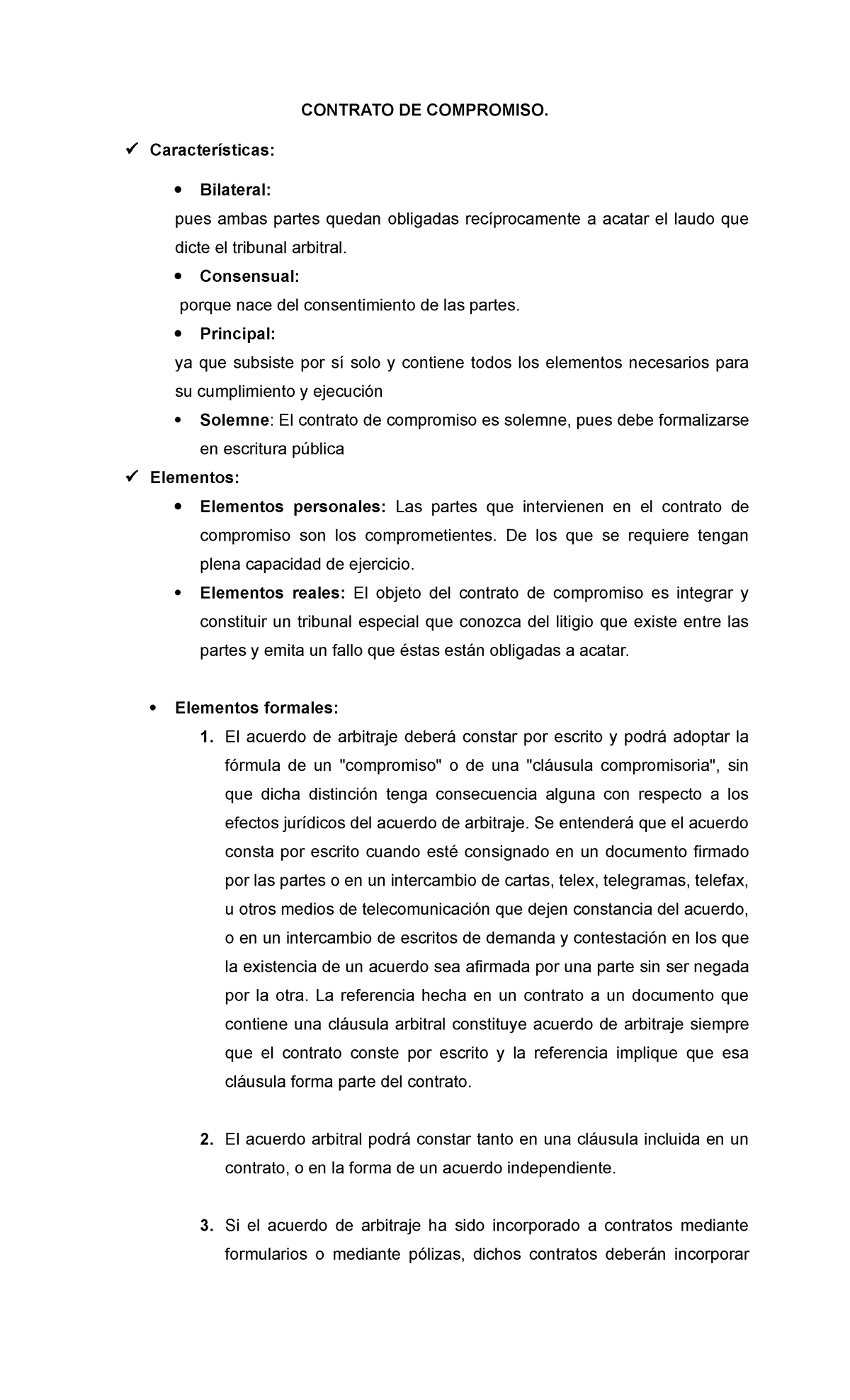 Caracteriscitcas, Elementos DEL Contrato DE Compromiso - CONTRATO DE ...