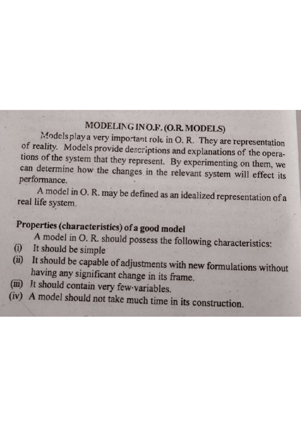 COMPUTER AIDED OPTIIMIZATION TECHNIQUES - MODELING INO. (O. MODELS) Models play a very important ...