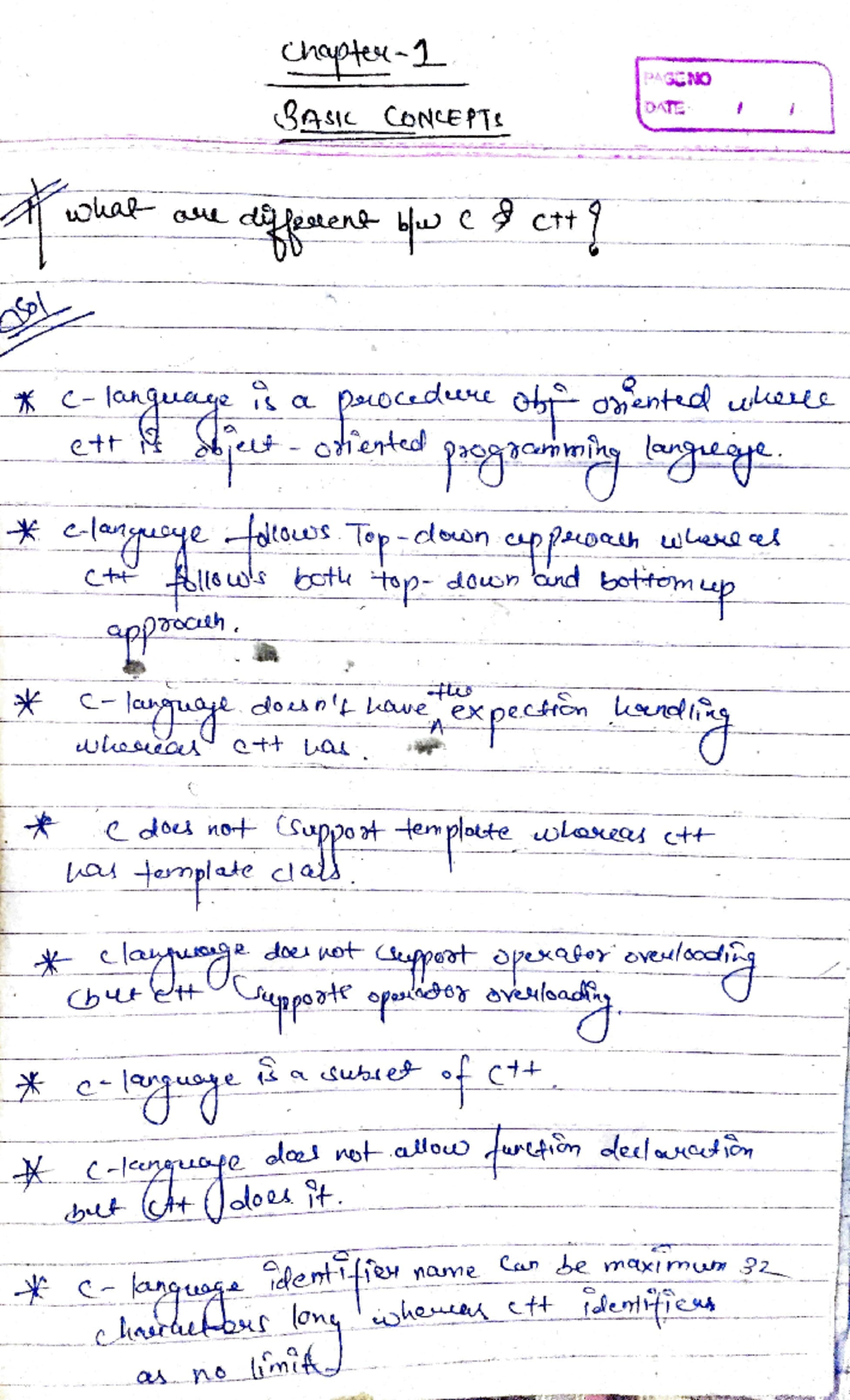 Bcs031 c++ notes chapter 1 basic concepts - PAGE NO BASIC CONCEPTS DATE ...