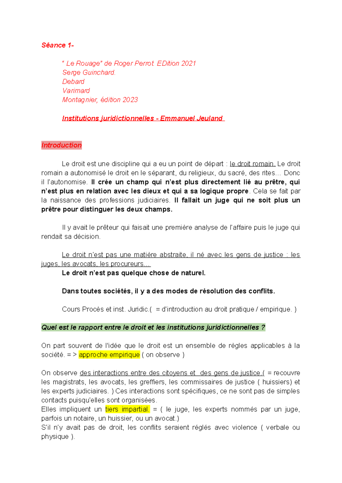 CM procès et institutions juridictionelles - Séance 1- “ Le Rouage” de ...