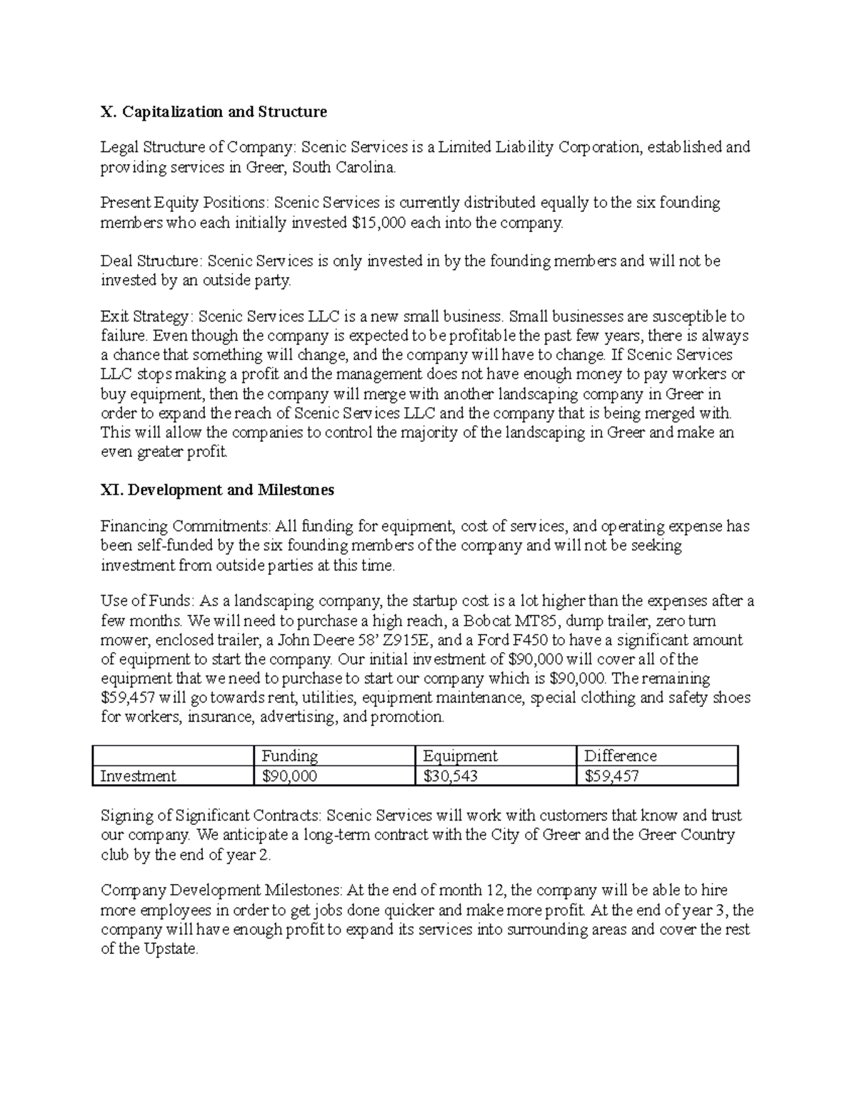 Section E - Leadership essay - X. Capitalization and Structure Legal Structure of Company ...
