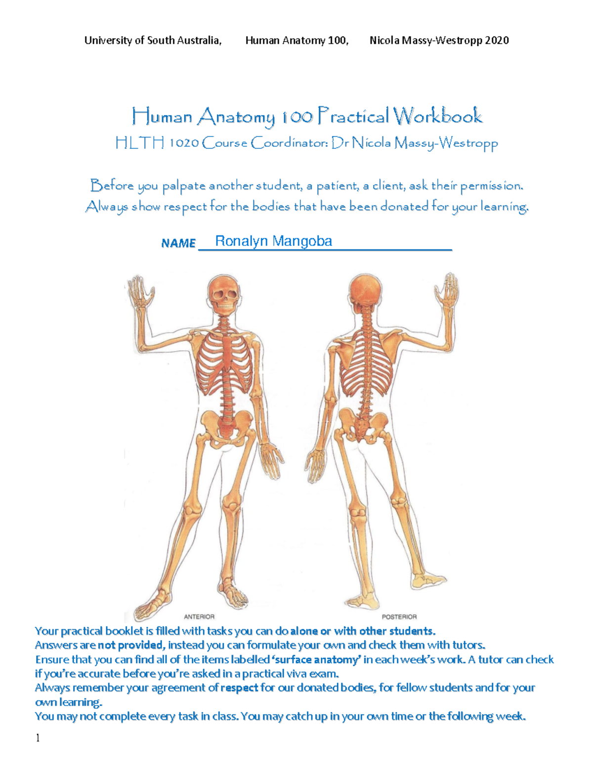 Anatomy Practical Book 2020 - H Huummaann AAnnaattoommyy 110000 ...