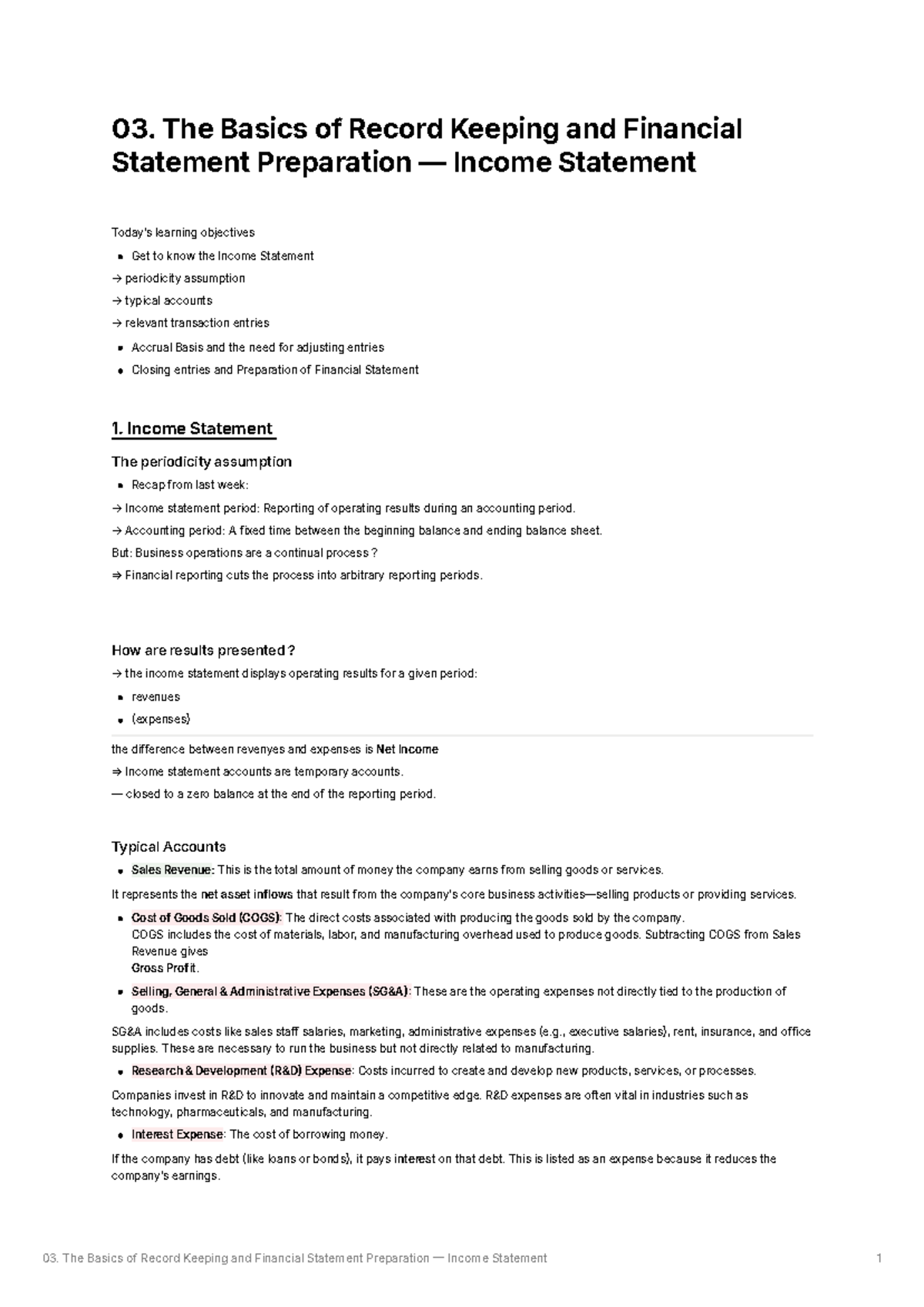 Lecture 3 - The Basics of Record Keeping and Financial Statement ...